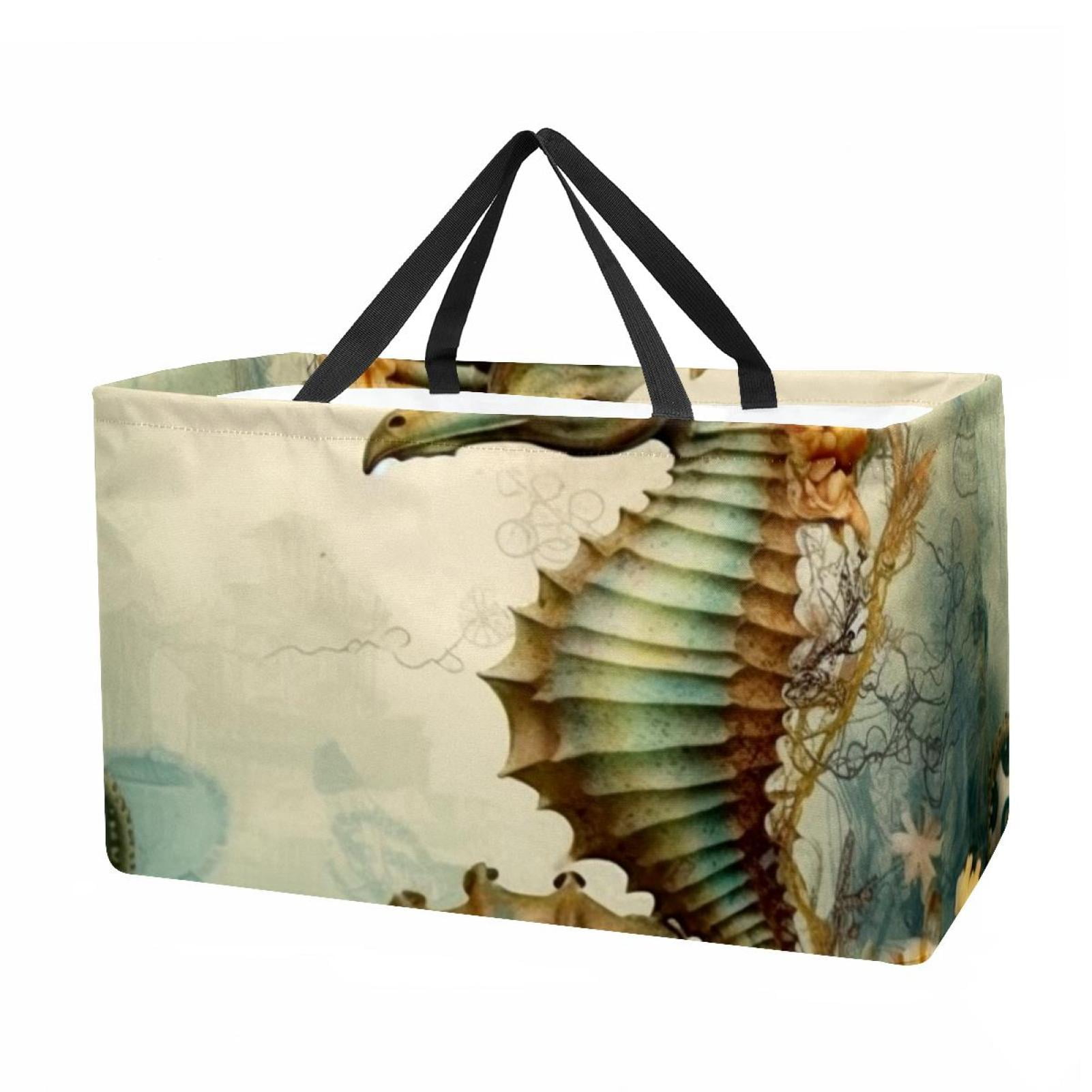 Hippocampus Collapsible Oxford Cloth Laundry Bag Grocery Bags Shopping ...