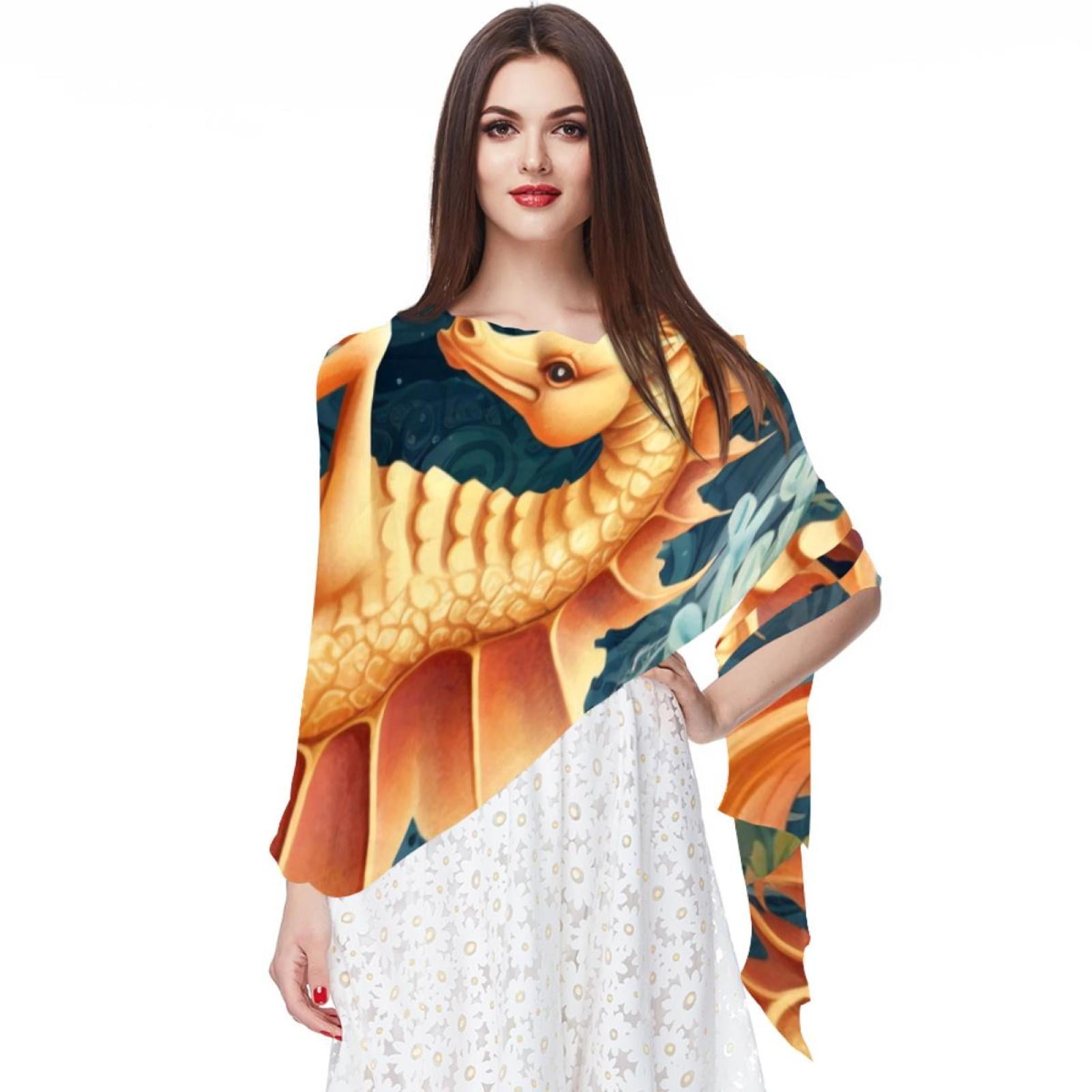 Hippocampus Elegant Chiffon Yarn Silk Scarf for Women - Translucent and ...