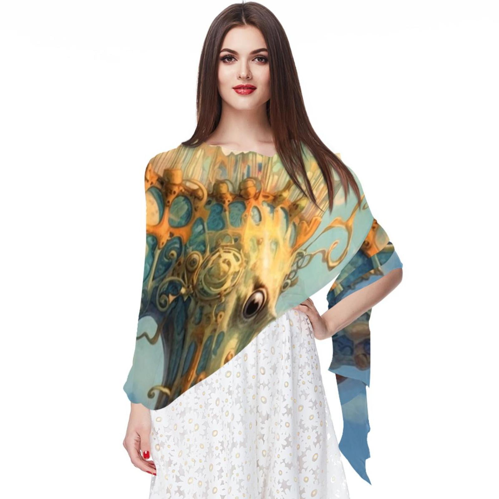 Hippocampus Elegant Chiffon Yarn Silk Scarf for Women - Translucent and ...