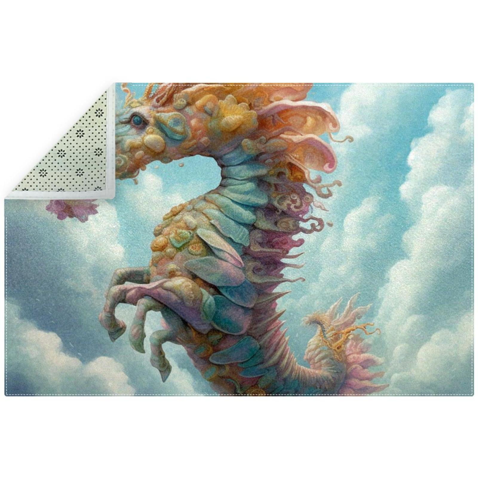 Hippocampus Kitchen Mat | Comfortable Polyester Floor Mat for Standing ...