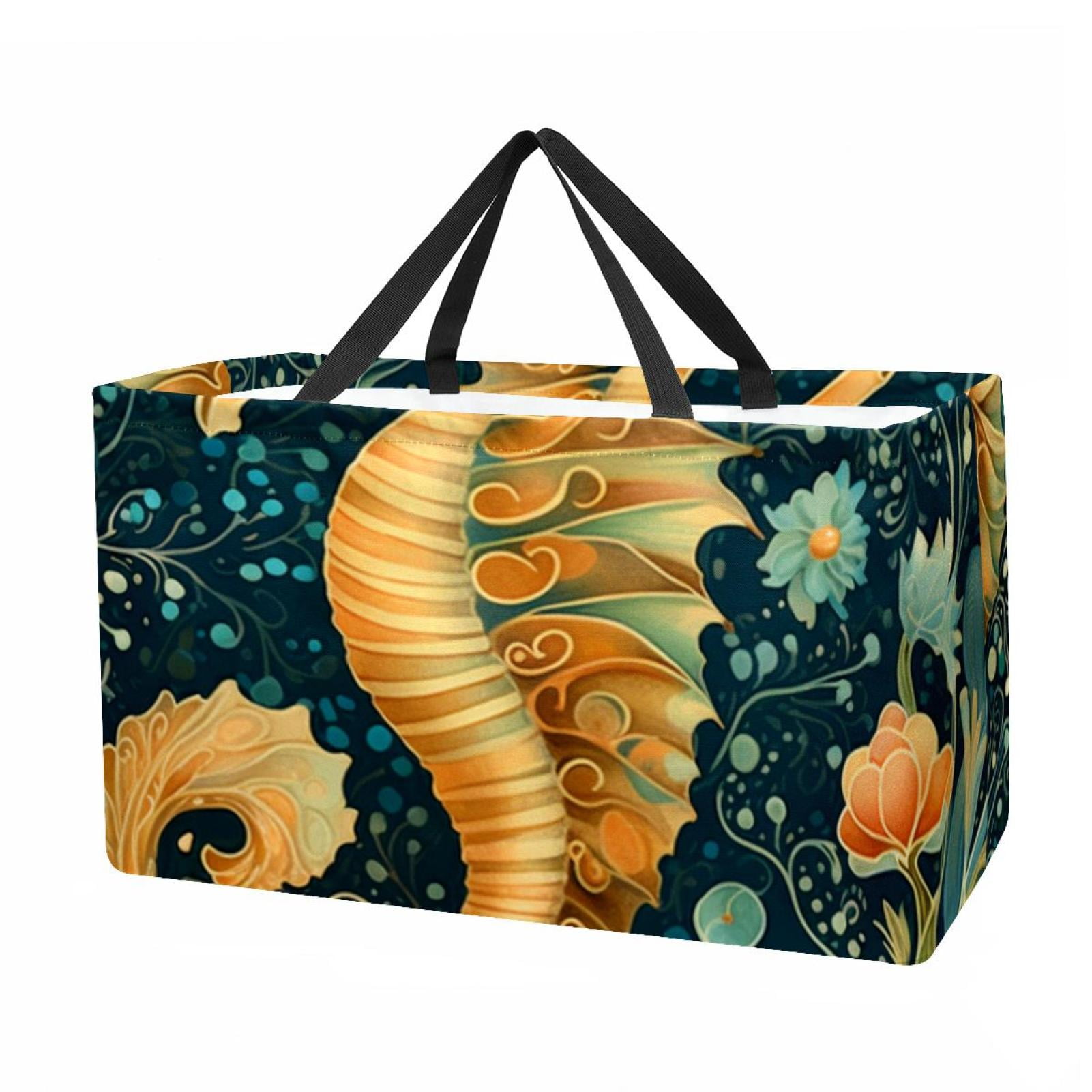 Hippocampus Large Capacity Collapsible Cube Organizer Tote Bag Storage Box Oxford Cloth Reusable ...