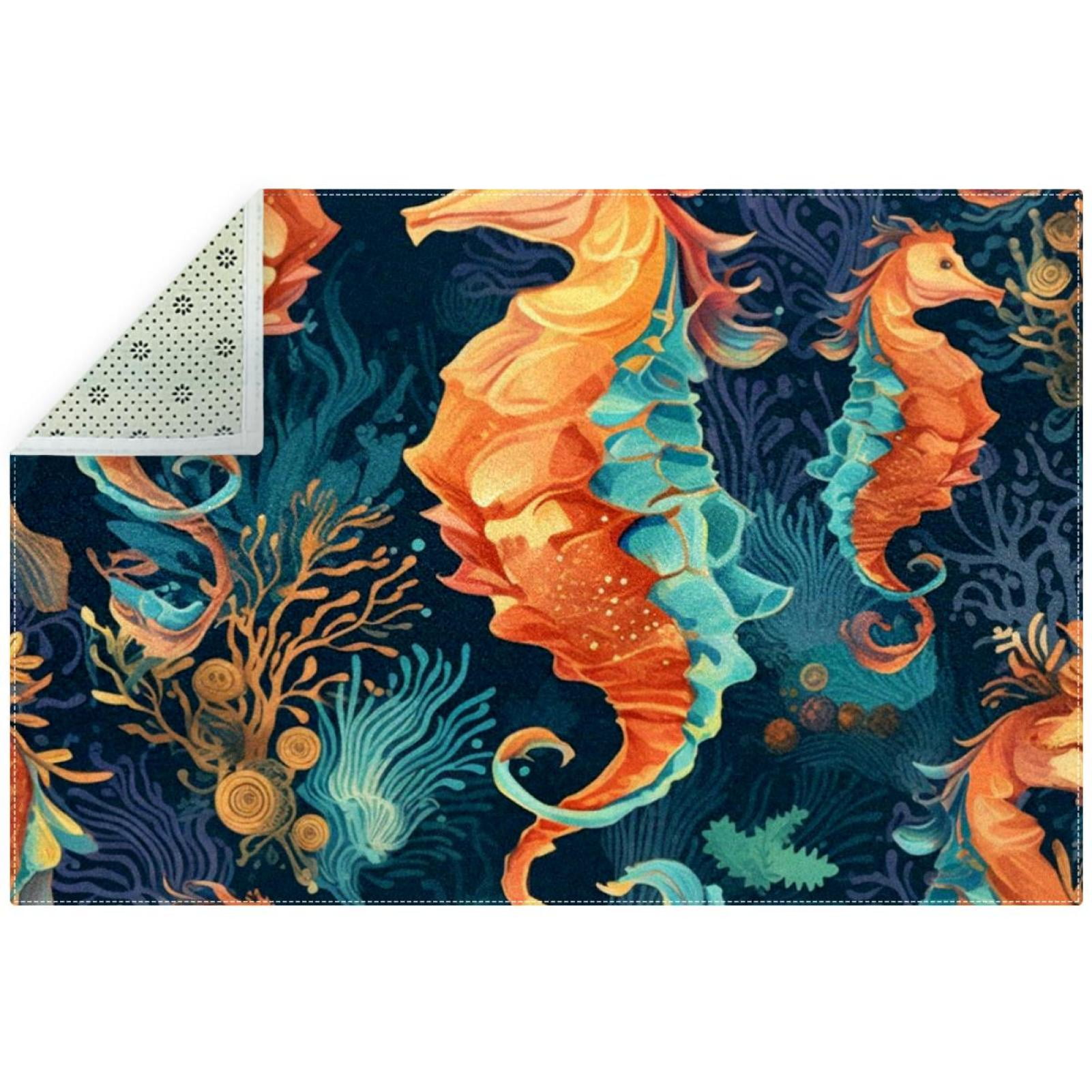 Hippocampus Luxurious Polyester Right-Angle Floor Mat - Soft, Durable ...