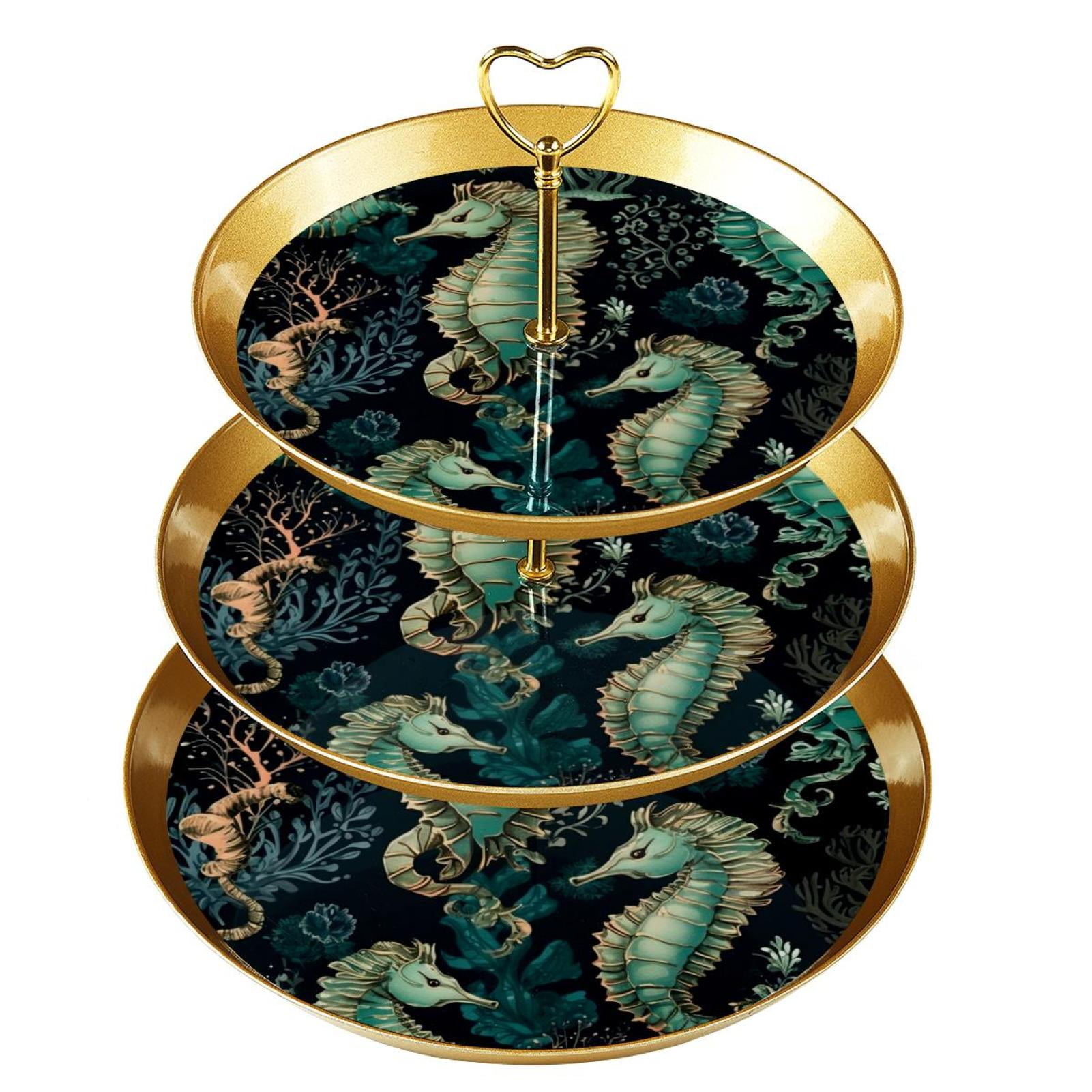 Hippocampus Plastic Discs and Iron Pillar Dessert Table Stand with ...