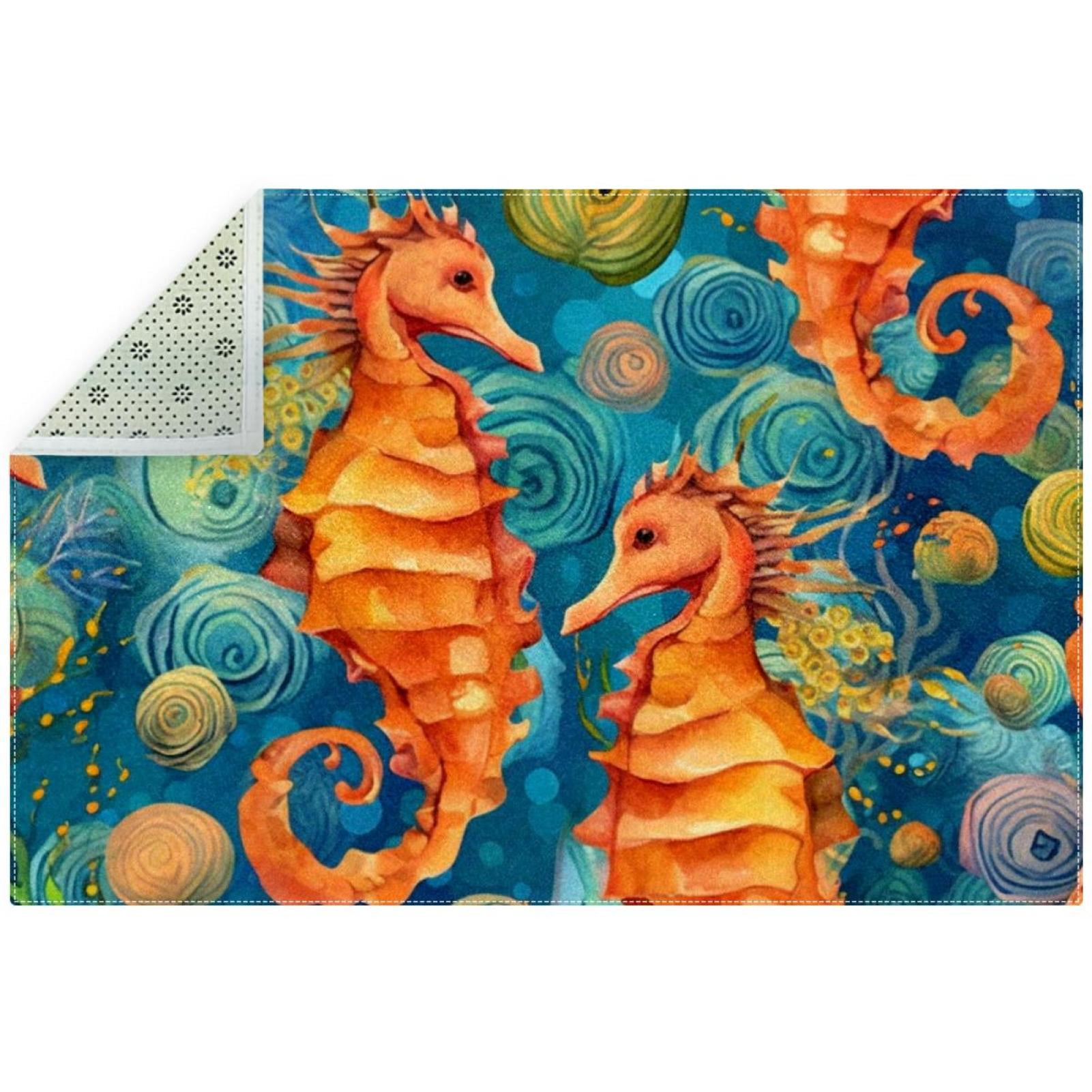 Hippocampus Polyester Chair Rug for Right-Angle Floor | Comfortable ...