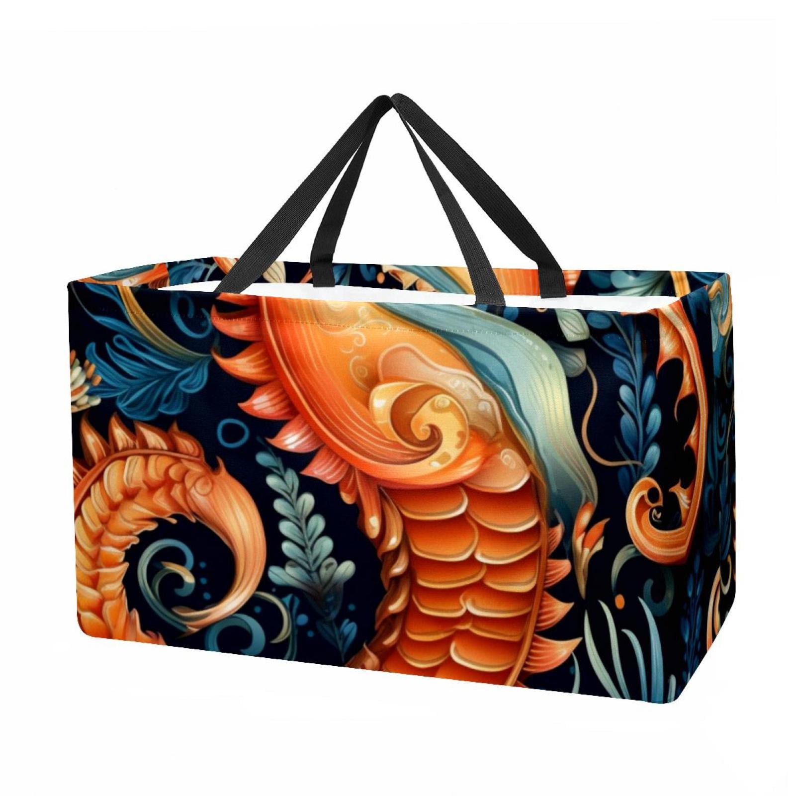 Hippocampus Portable Oxford Cloth Picnic Basket Cube Organizer Grocery ...