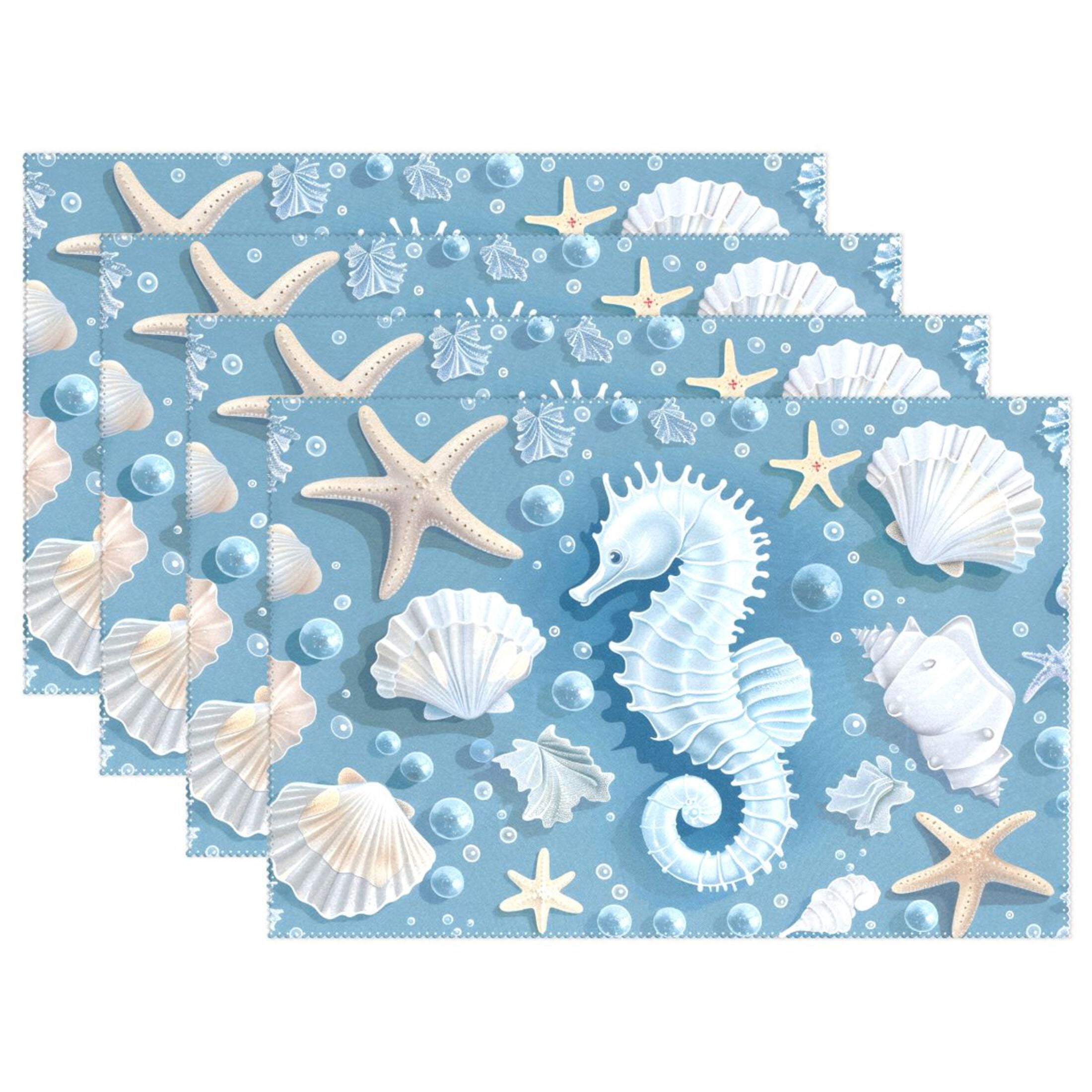 Hippocampus Starfish Shells 12×18 inch Placemats Heat Resistant ...