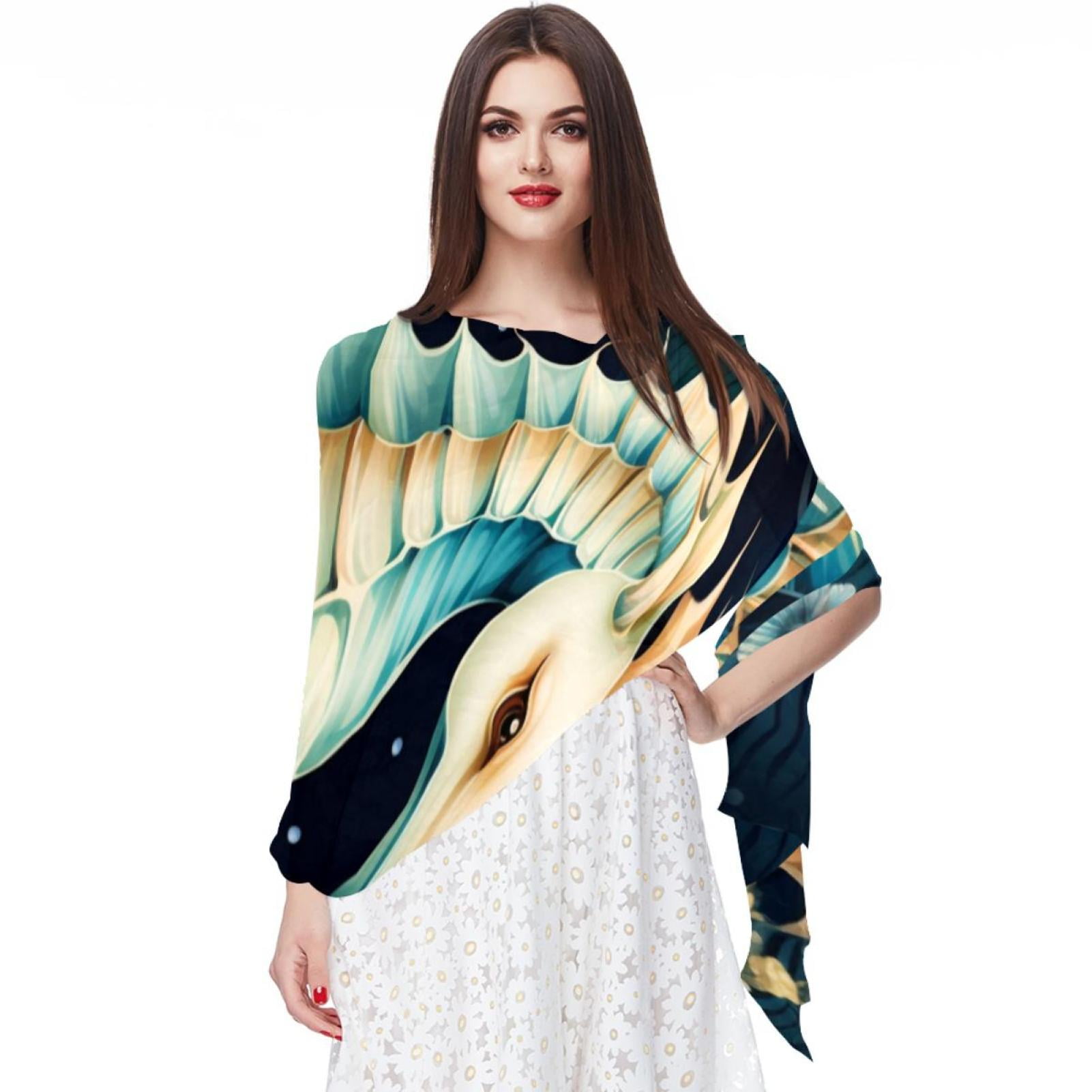 Hippocampus Translucent Breathable Chiffon Yarn Silk Scarf 180*73 (70. ...