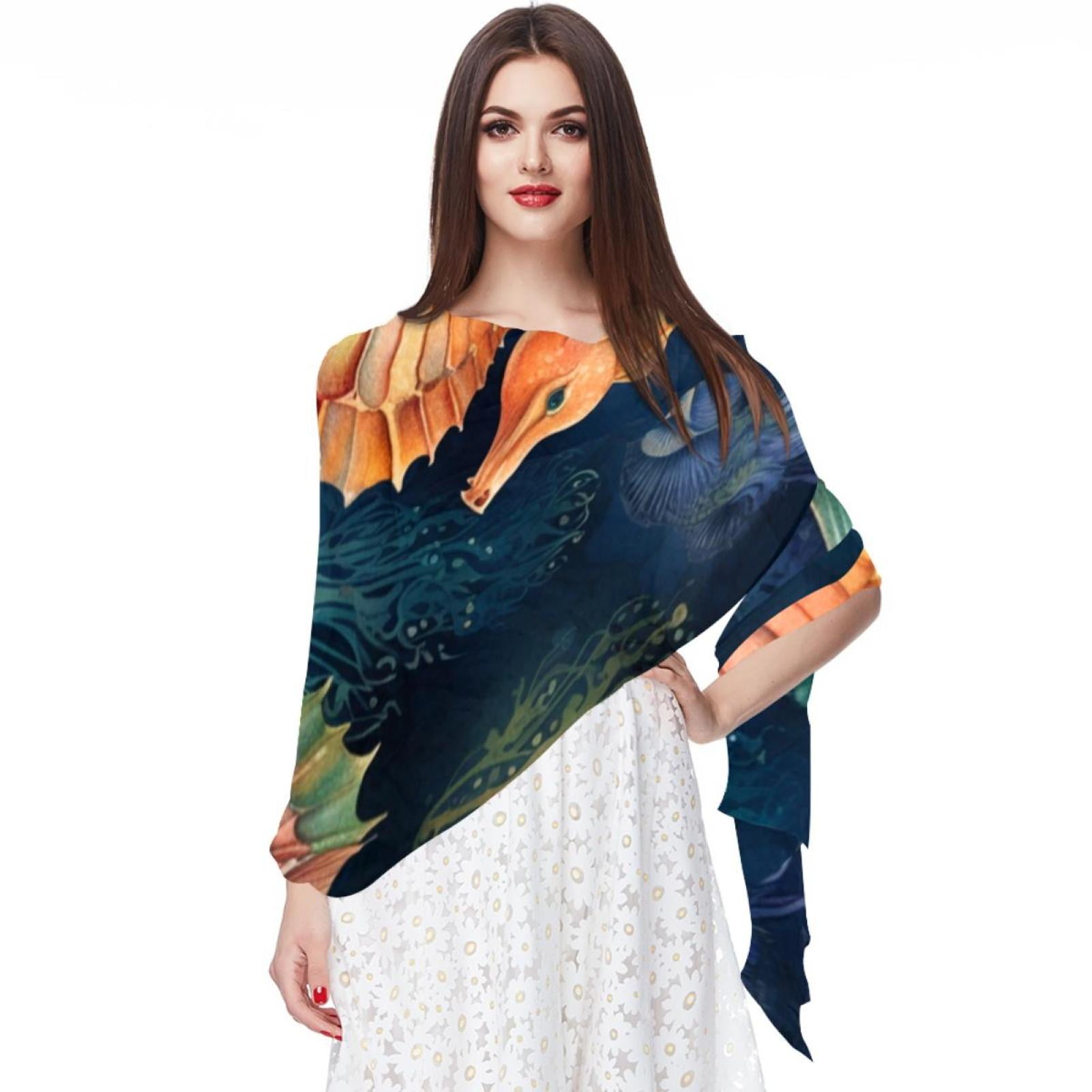 Hippocampus Translucent Breathable Chiffon Yarn Silk Scarf 180*73 (70. ...