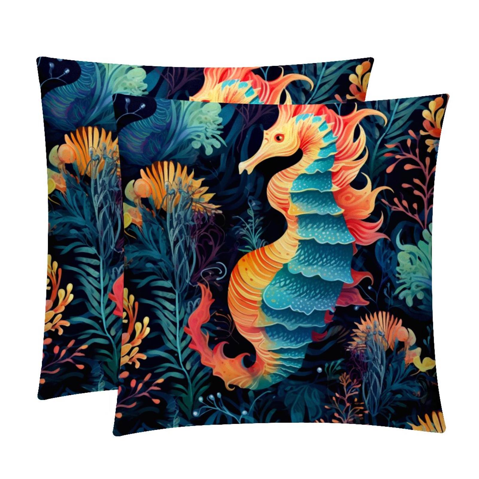 Hippocampus Velvet Bed Pillow Throw Covers Pillow Inserts Throw Pillows ...