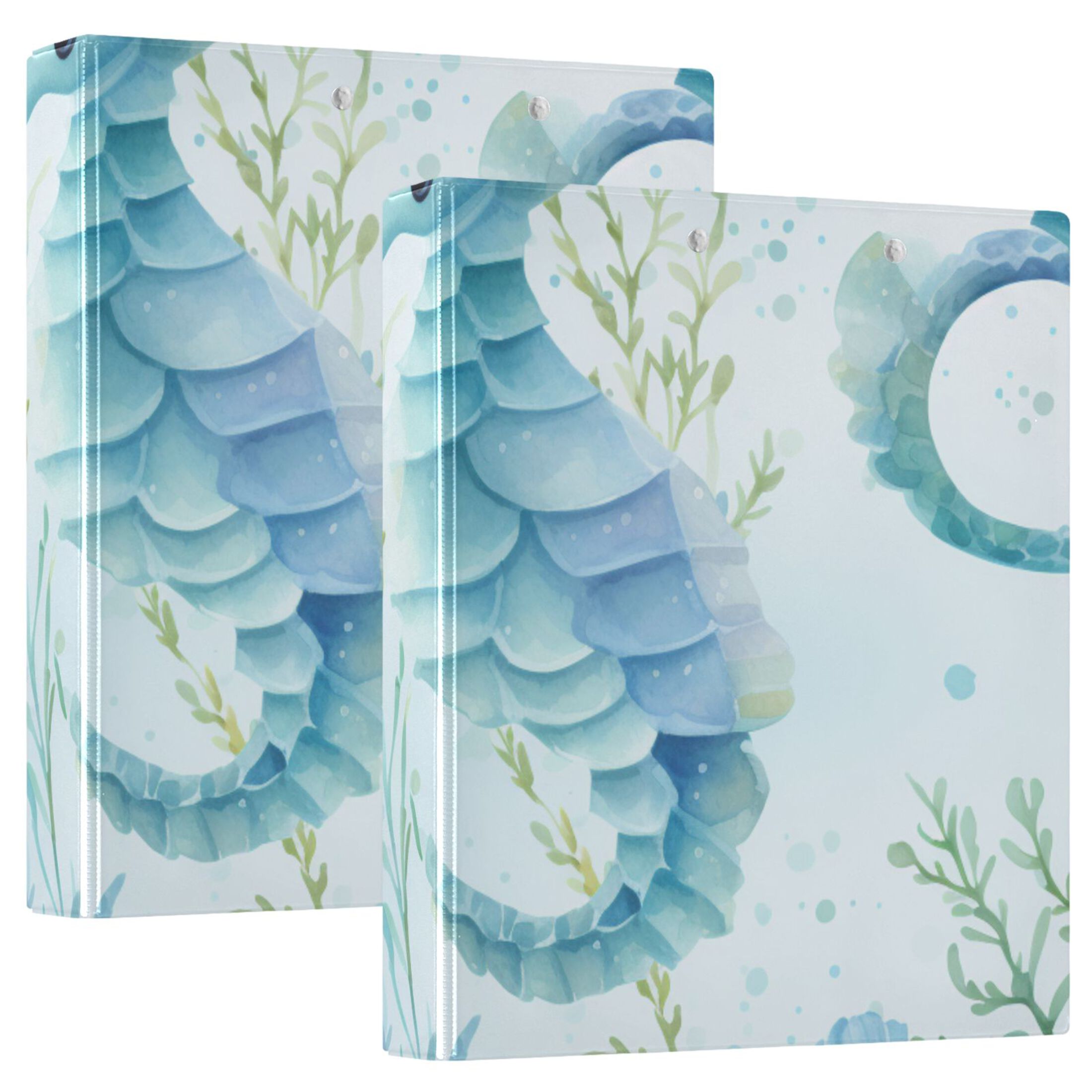 Hippocampus Waterweed 3 Ring Binders 1.5 inch Hardcover File Folders ...
