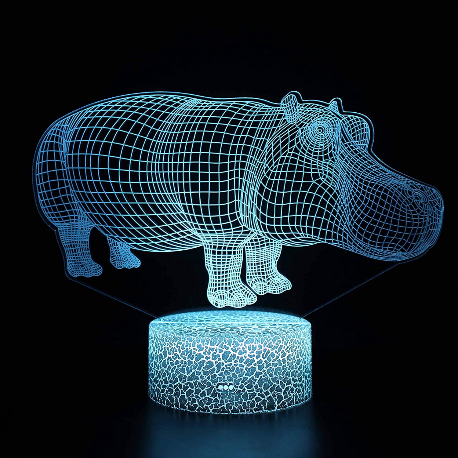 Hippopotamus 3D Night Light 16 Color Change Lamp Acrylic Flat ABS Base ...