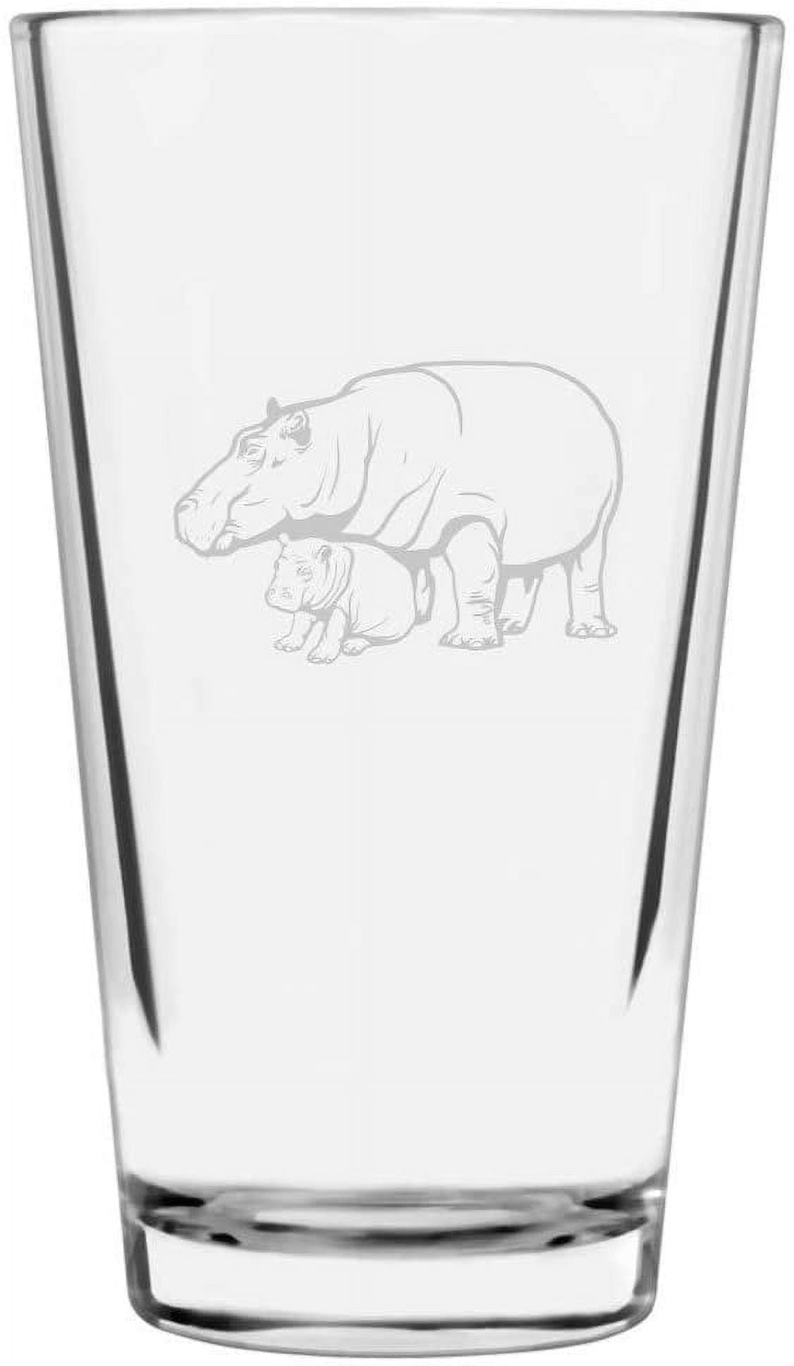 Hippopotamus Body Zoo Animal Themed Etched All Purpose 16oz Libbey Pint ...