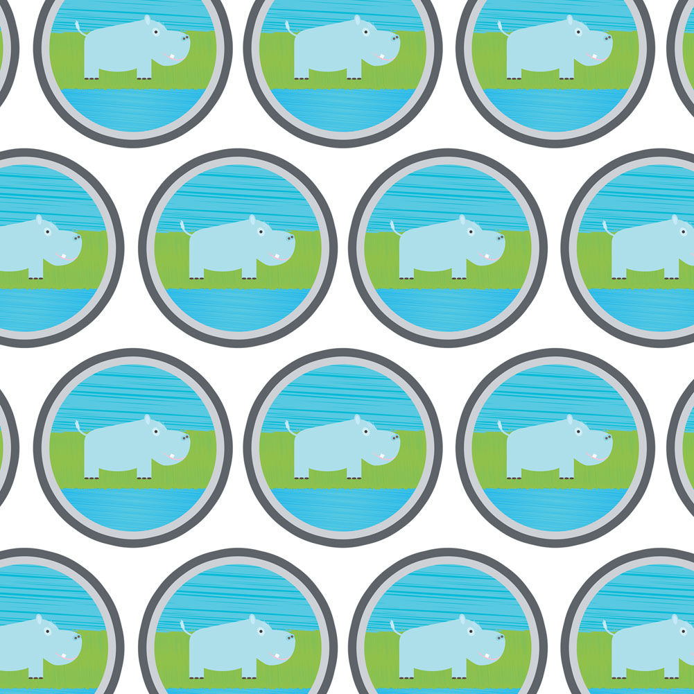 Hippopotamus Hanging Around Premium Gift Wrap Wrapping Paper Roll ...