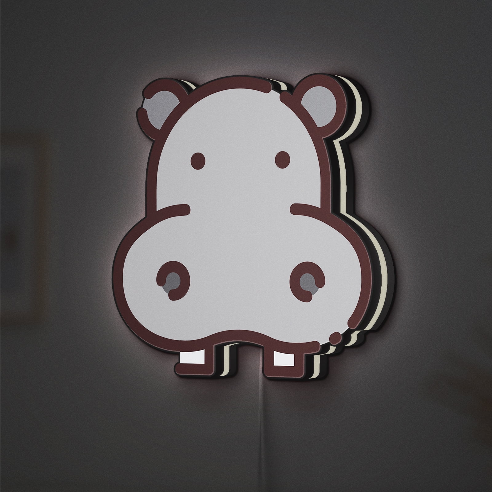 Hippopotamus LED Lightbox - Cute Cartoon Zoo Pet Decor, Custom Led Sign ...