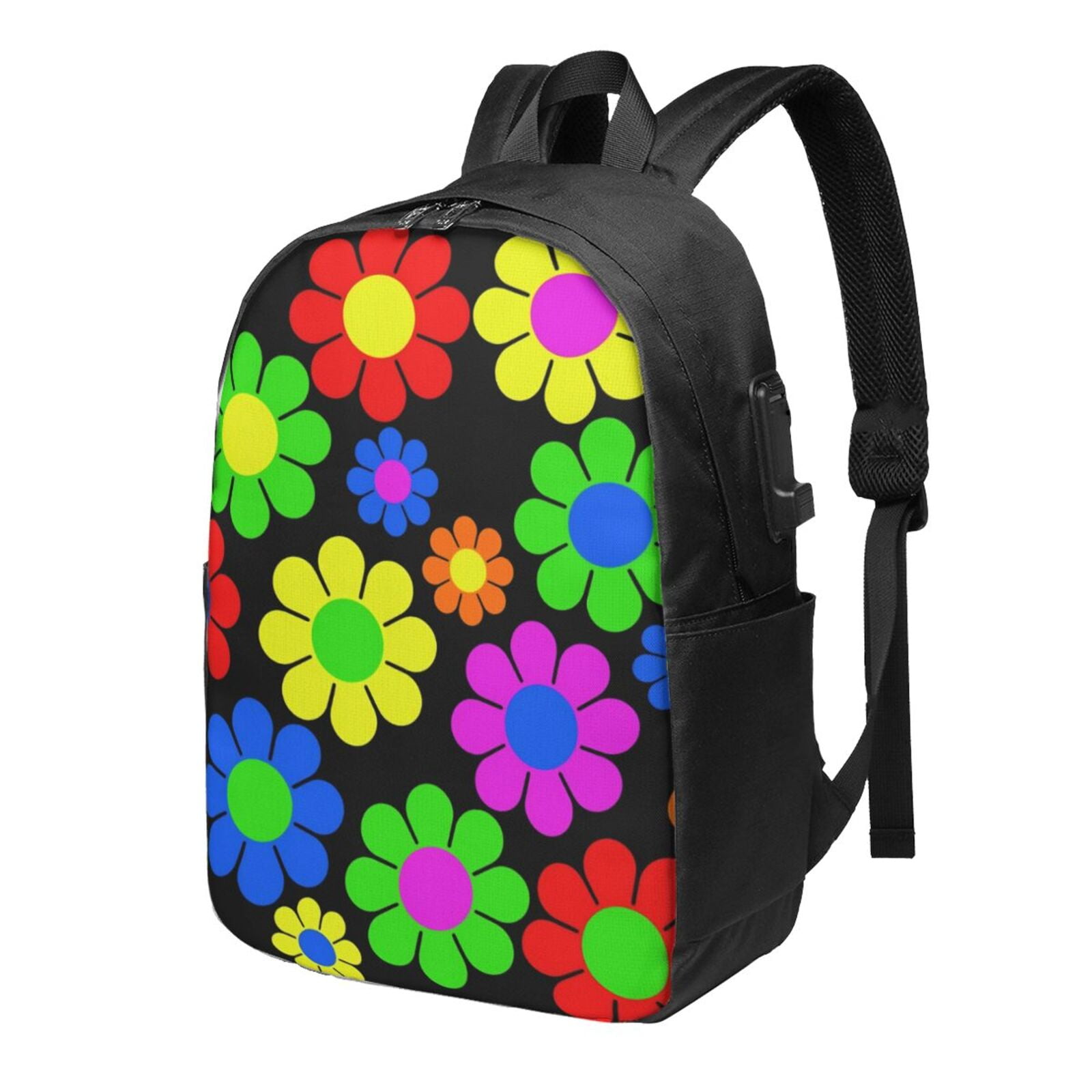 Hippy Flower Daisy Backpack Fashion Travel Backpack Laptop Backpack 17 ...