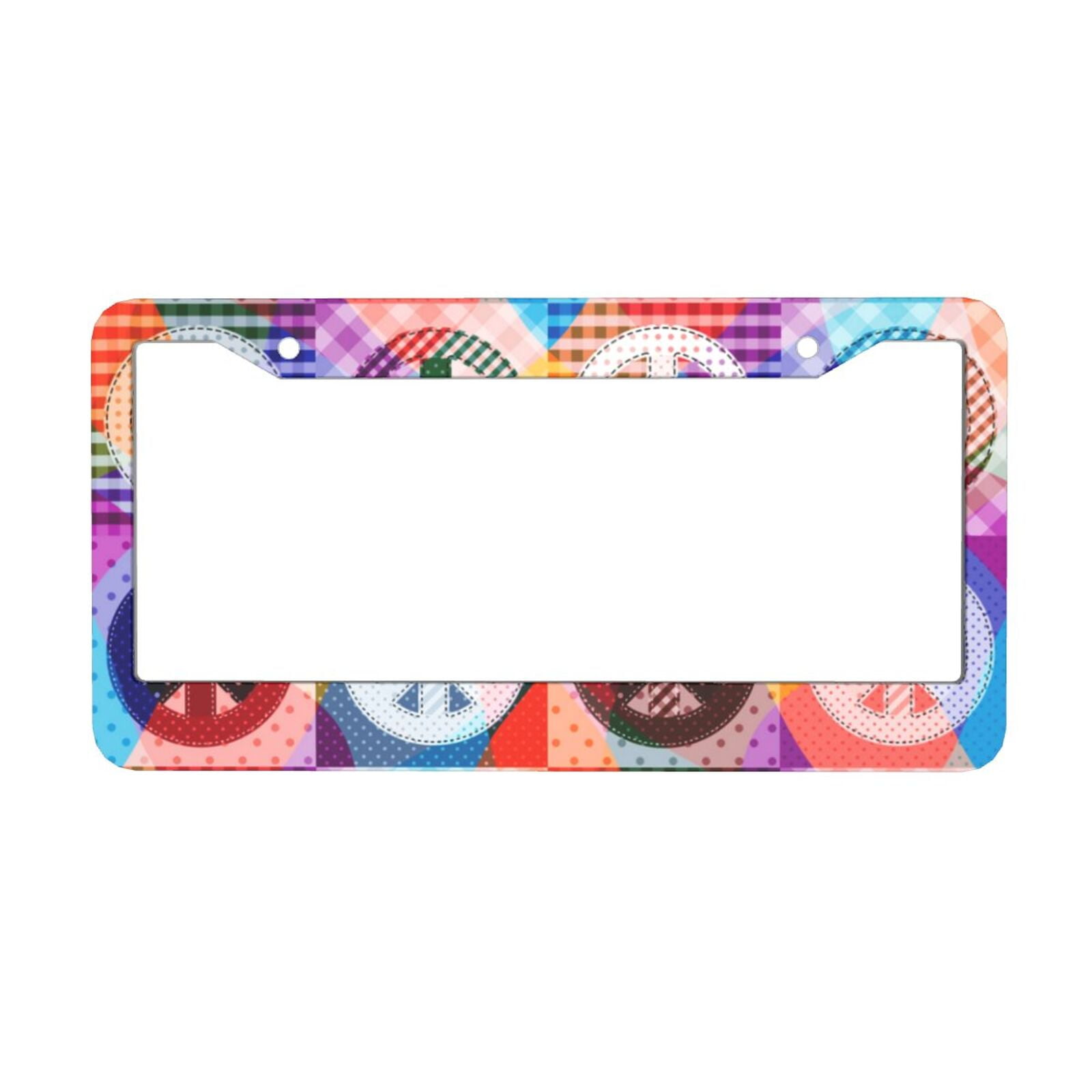 Hippy Peace Sign Hippie Patchwork Car License Plate Frame Aluminum ...