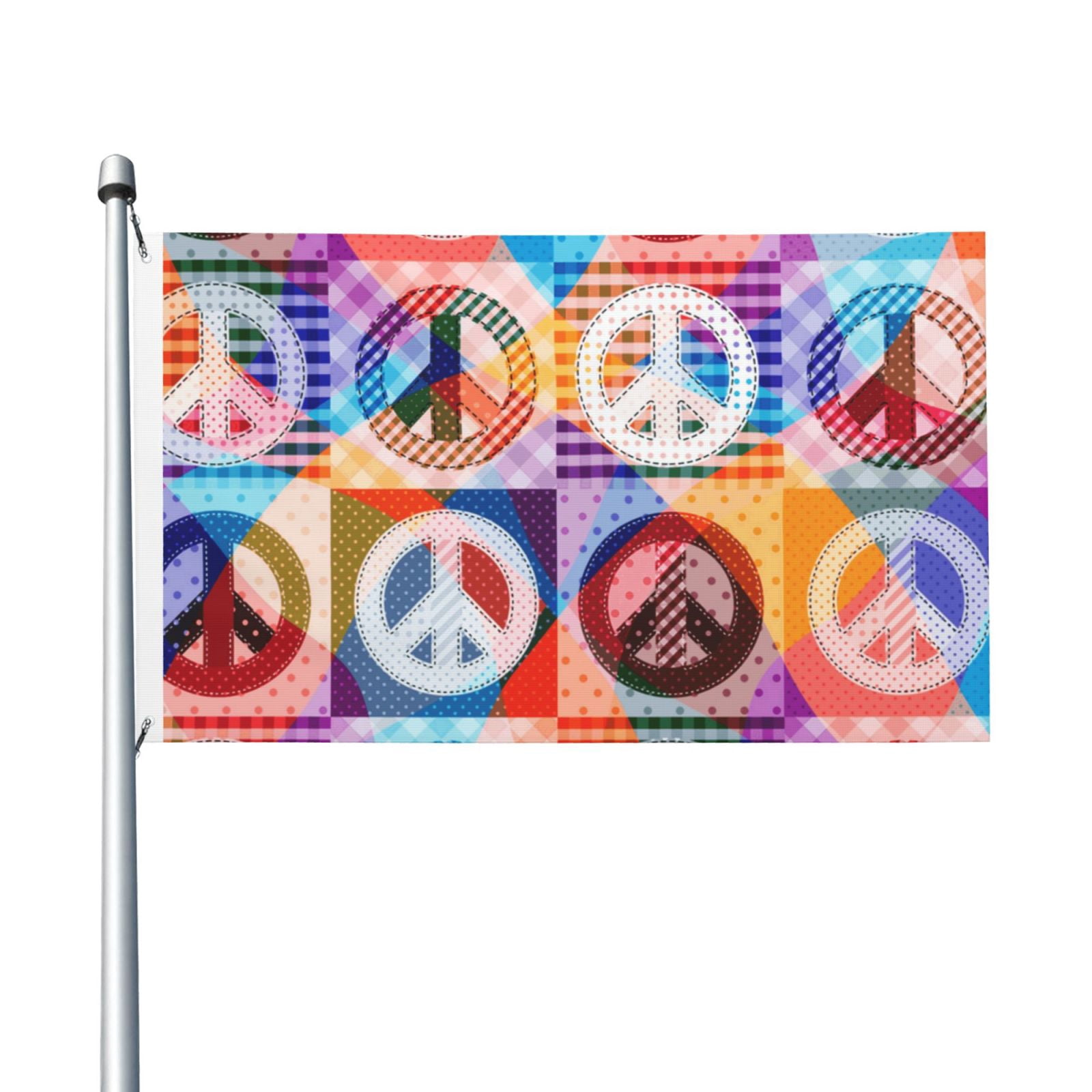 Hippy Peace Sign Hippie Patchwork Flag 3X5 Ft Garden Yard House Flags ...