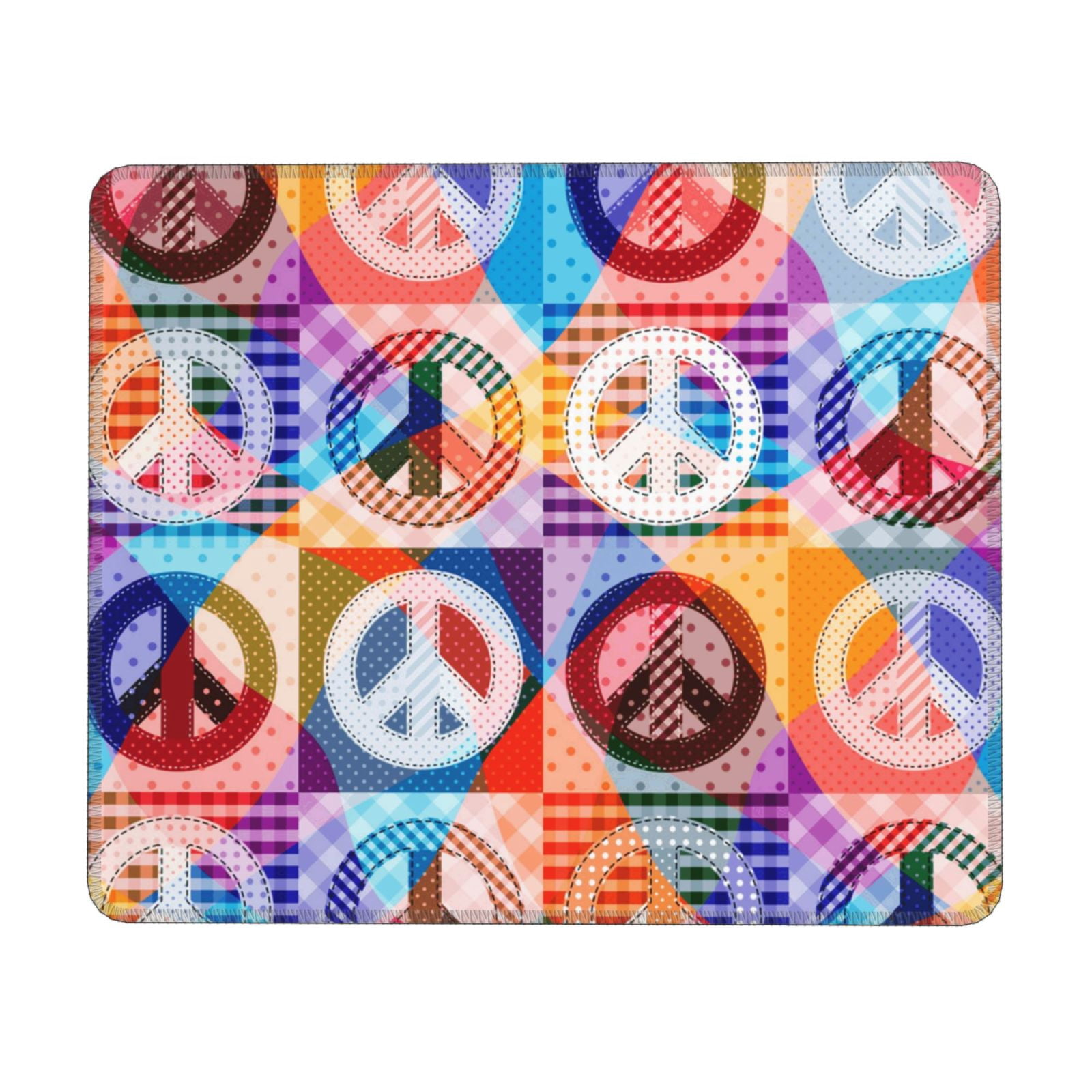 Hippy Peace Sign Hippie Patchwork Mouse Pad Non-Slip Rubber Gaming ...