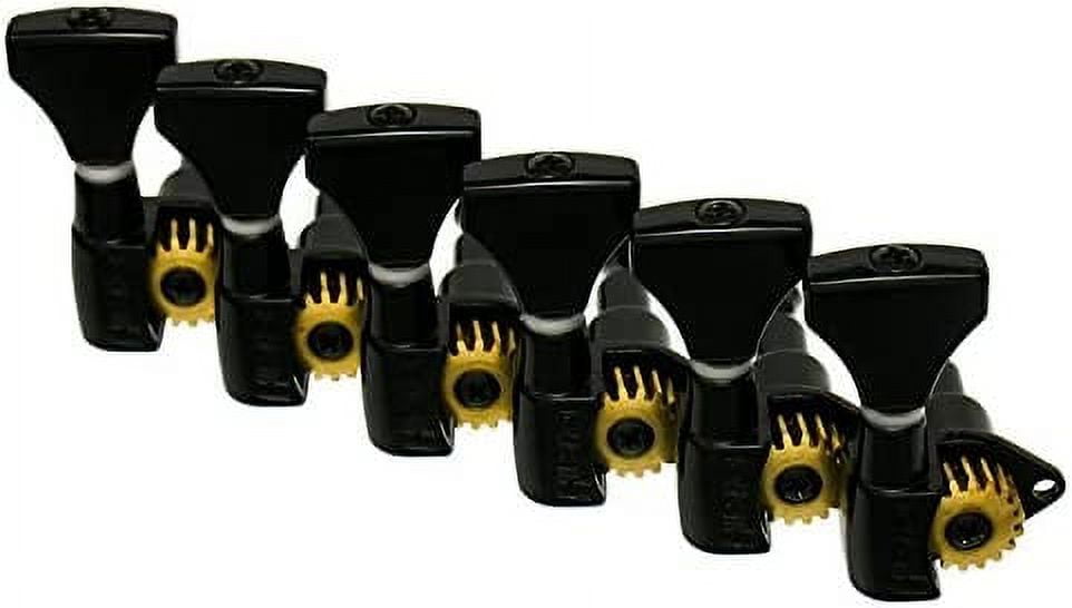Hipshot BLACK 6-In-Line Non-Staggered Open-Gear Guitar Machines Tuners ...