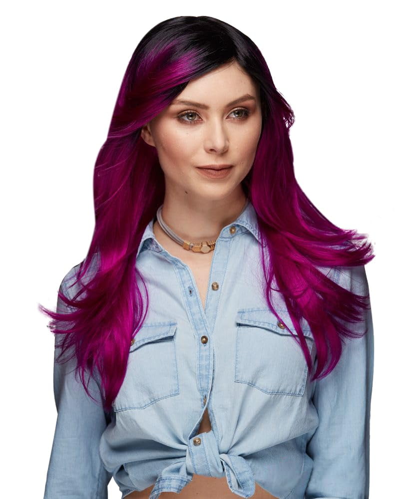 Hipster Blush Wig Color Plum Nite - Sepia Wigs 2 Tone Feathered Wavy ...