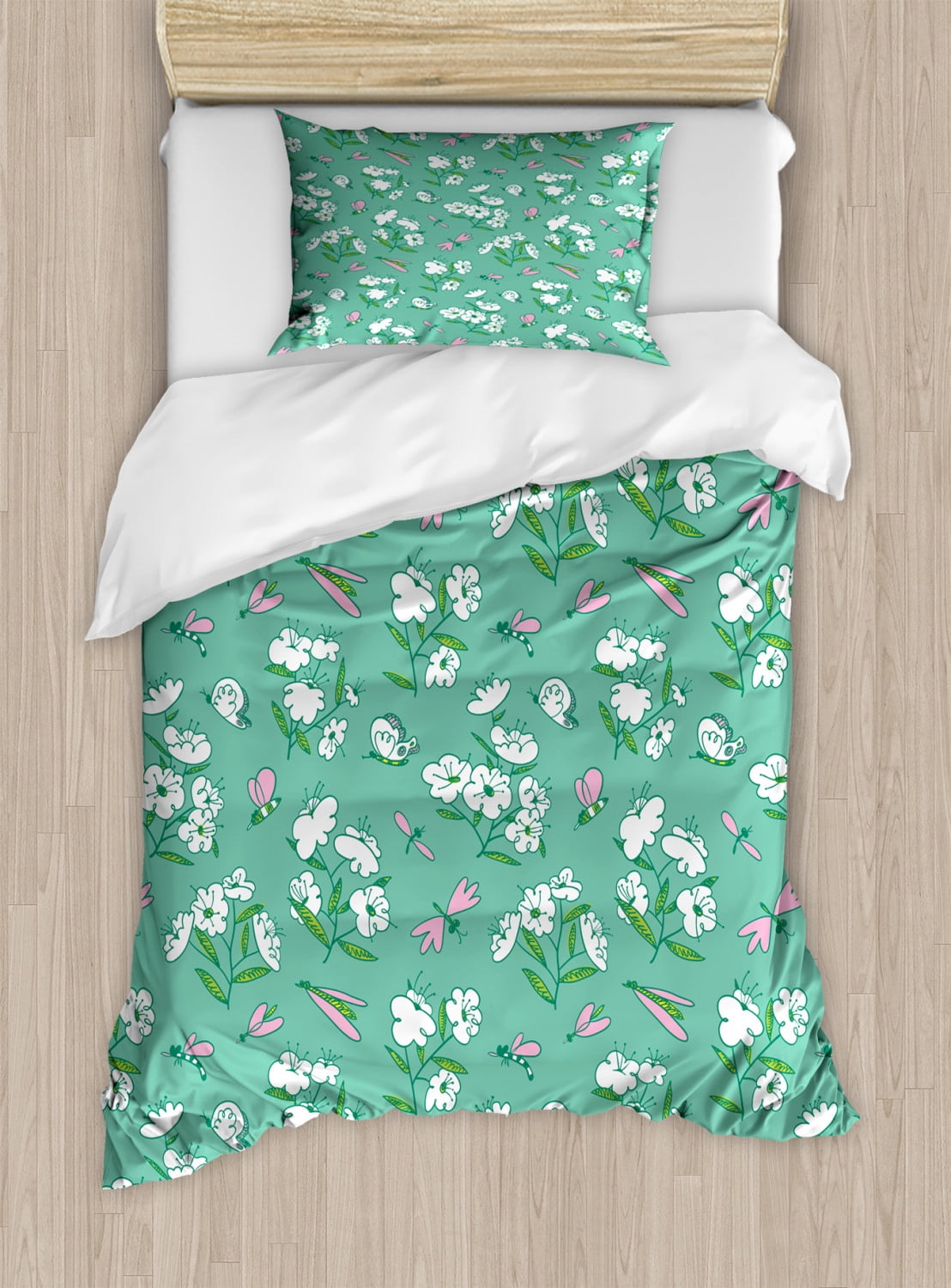 Hipster Duvet Cover Set, Spring Inspired Design Sketchy Drawing ...