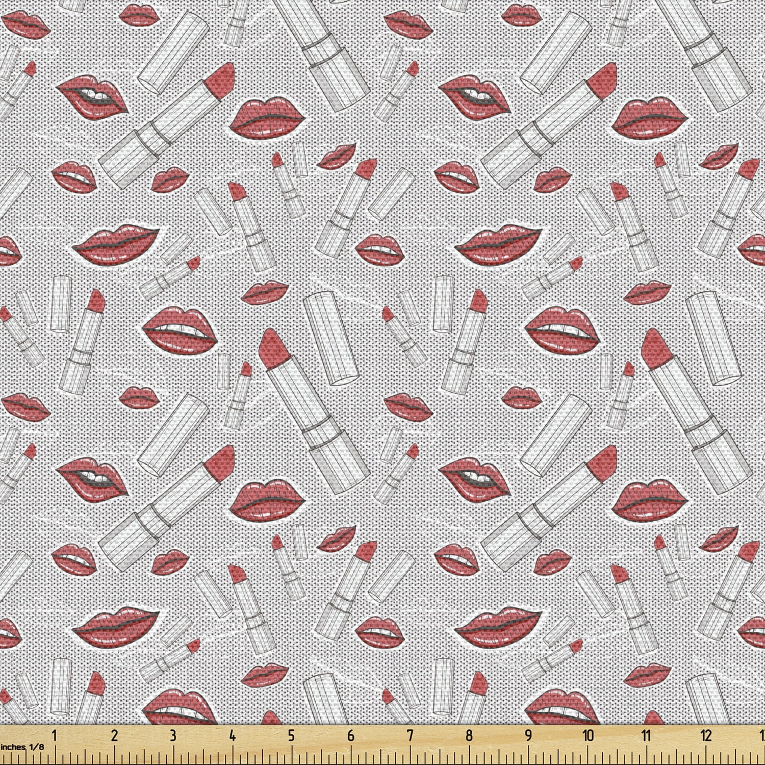 Hipster Fabric by the Yard, Make up Pattern Lips and Lipstick Fashion ...
