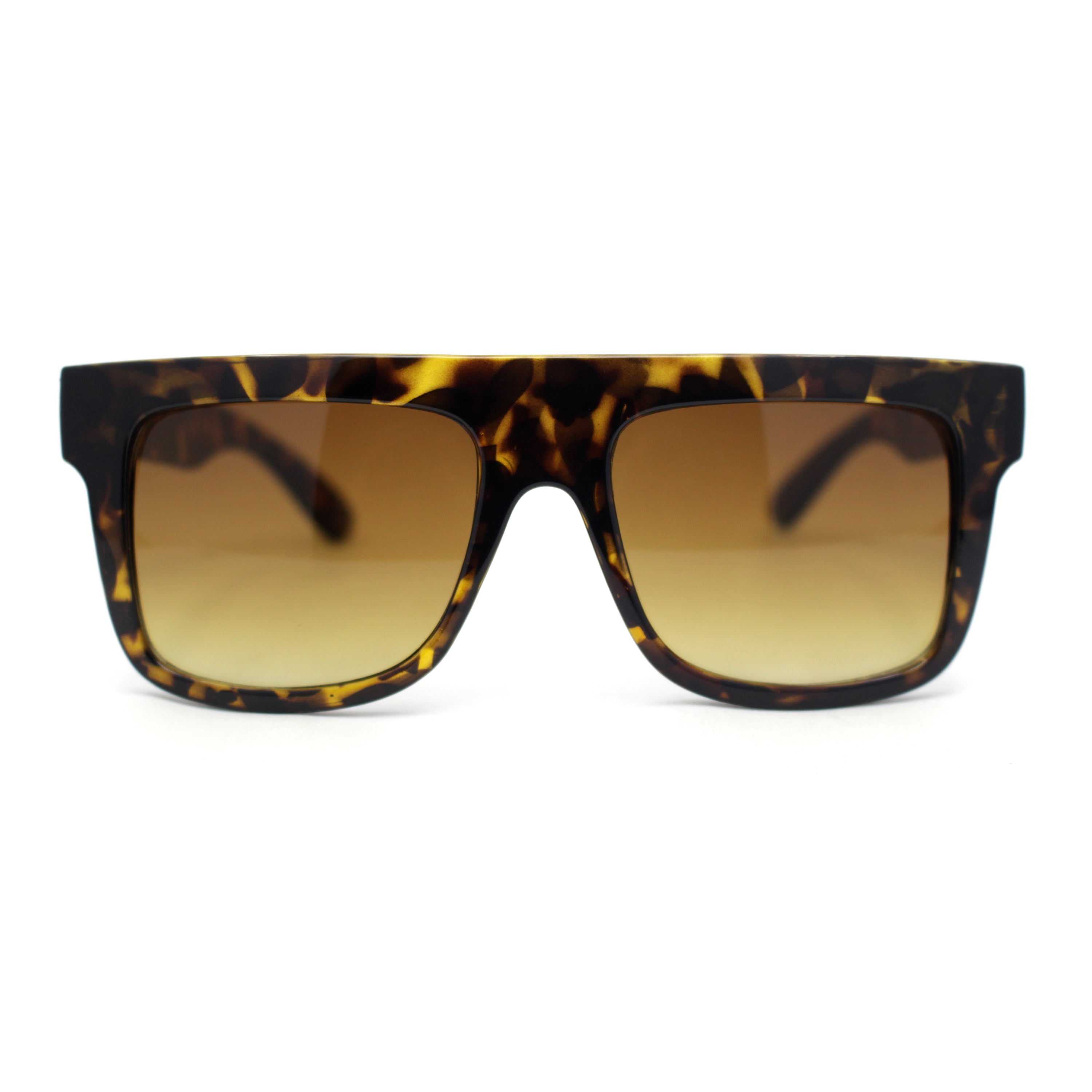 Hipster Flat Top Horn Rim Thick Plastic Rectangular Sunglasses Tortoise ...