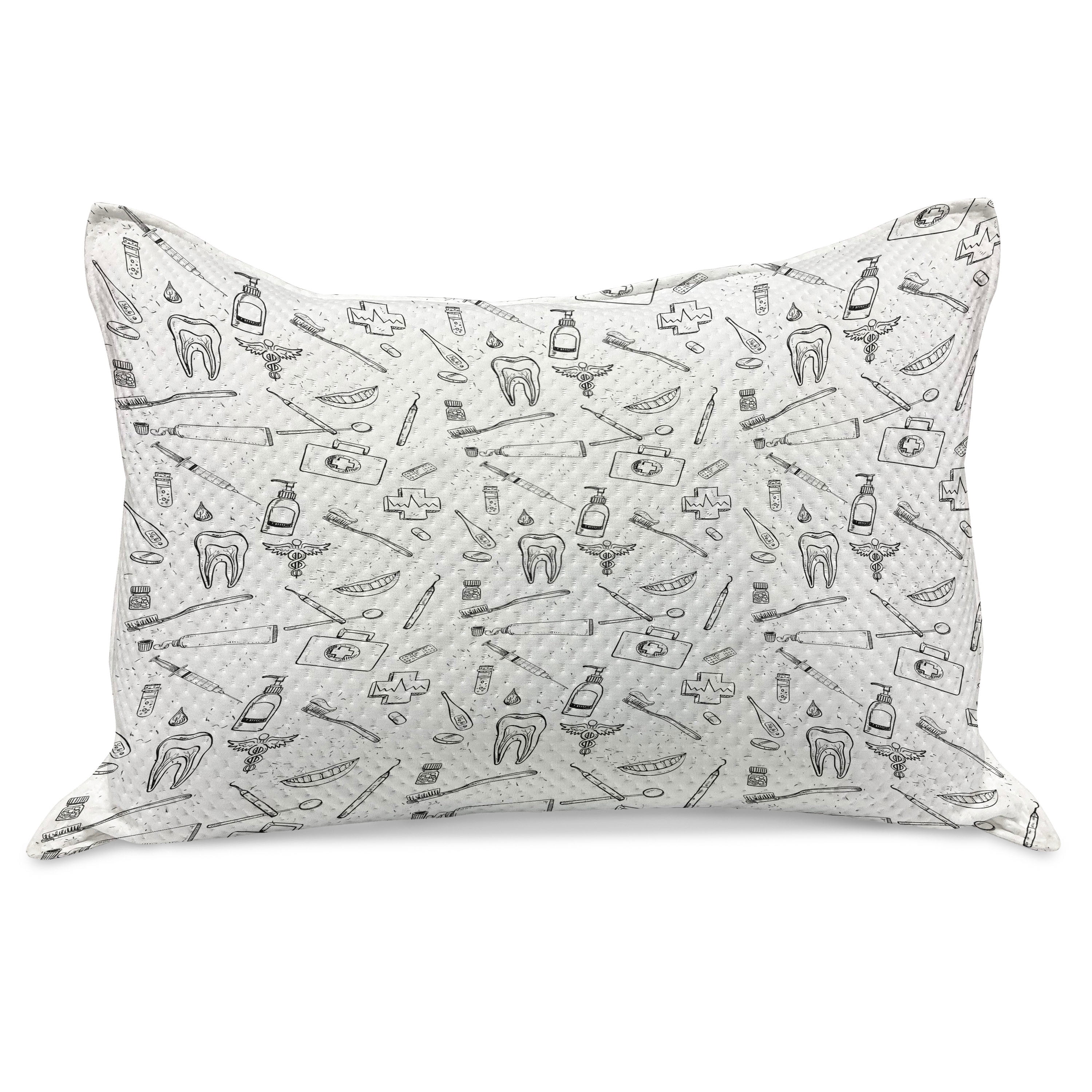 Hipster Knitted Quilt Pillowcover, Hand Drawn Style Pattern with Dental ...