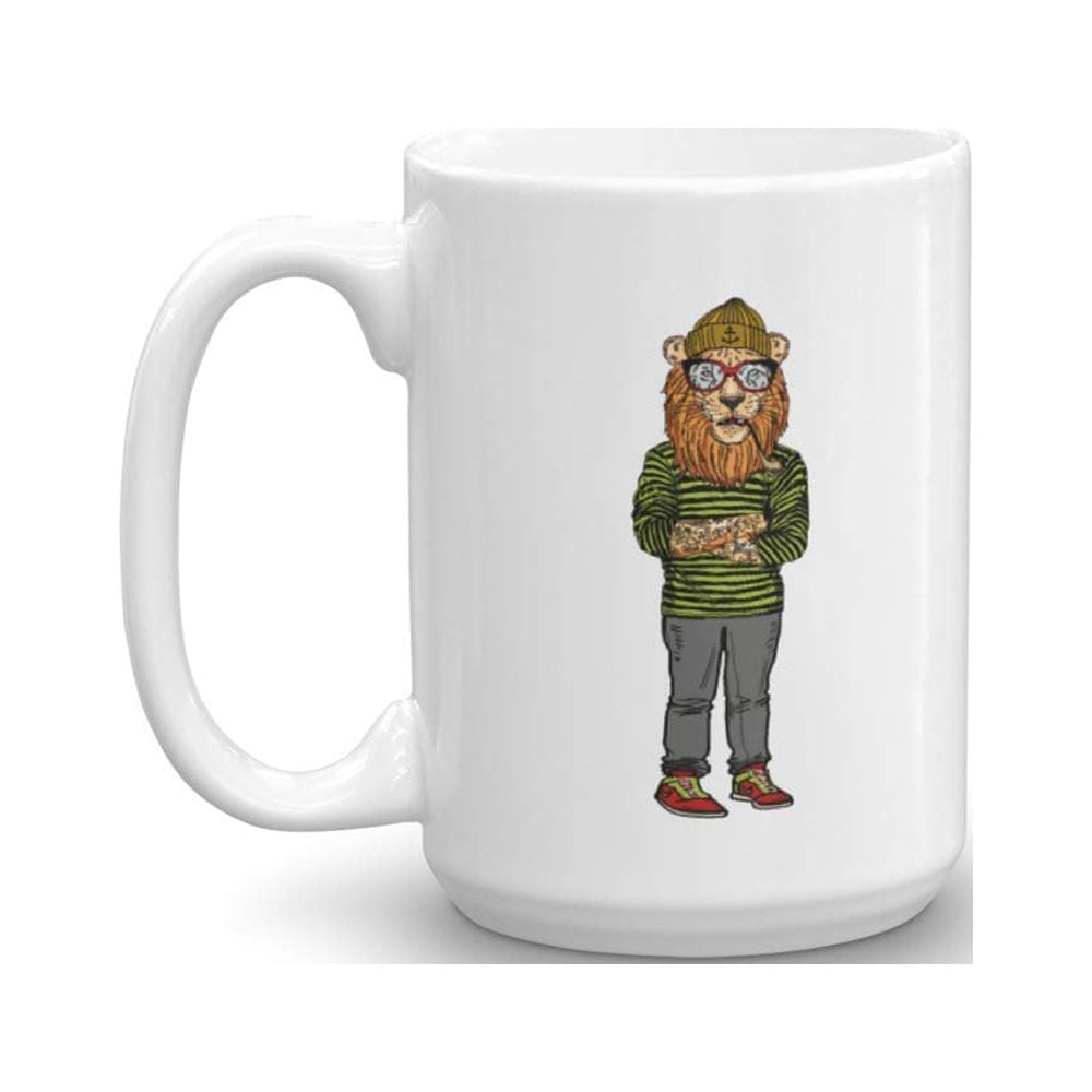 Hipster Lion With Tattoo & Wearing Trendy Hippie Clothes Novelty Animal ...