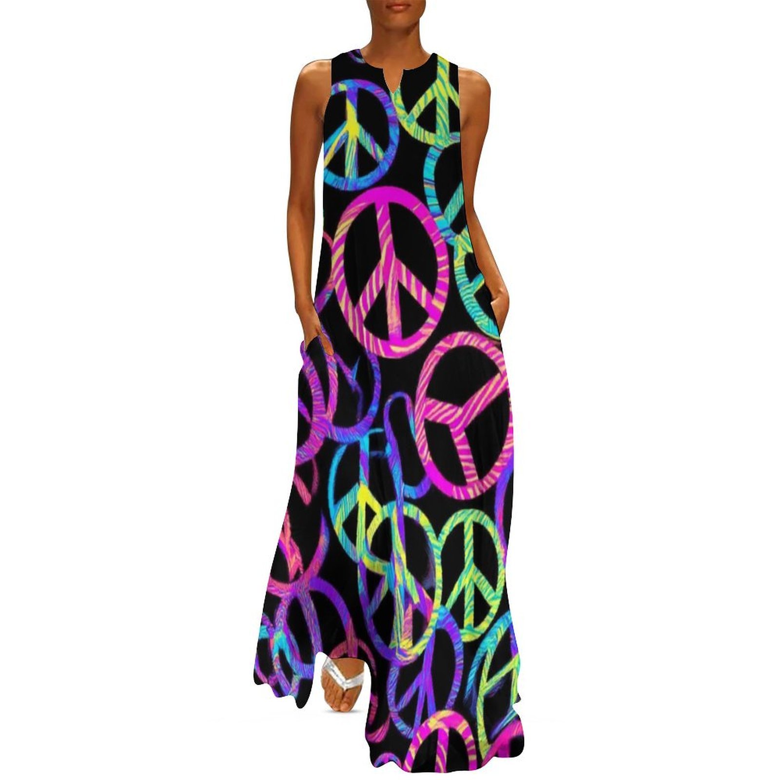 Hipster Peace Signs Leggings Sport Long Dress Women's summer dress ...