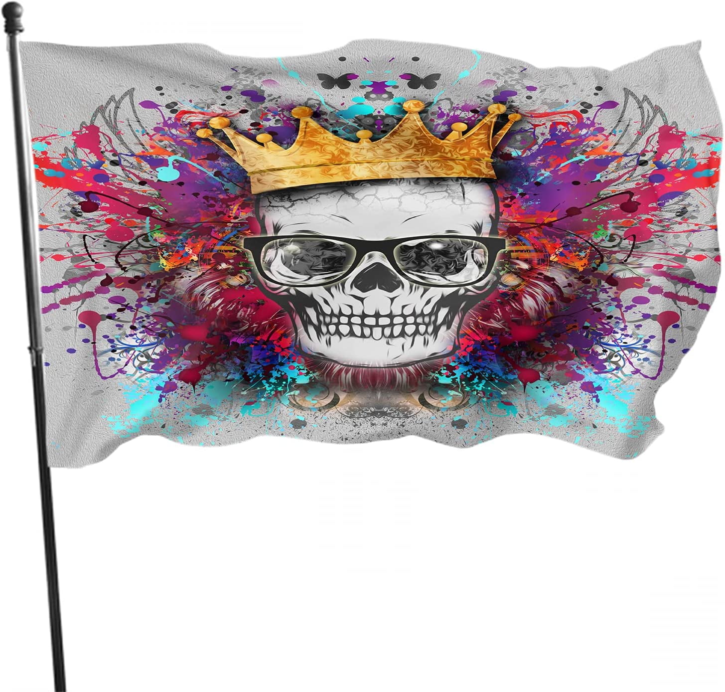 Hipster Skull Flag 4x6 ft Outdoor,horror watercolor skull skeleton ...