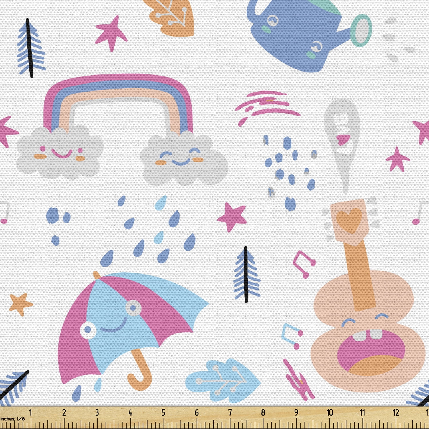 Hipster Sofa Upholstery Fabric by the Yard, Colorful Funny Various ...
