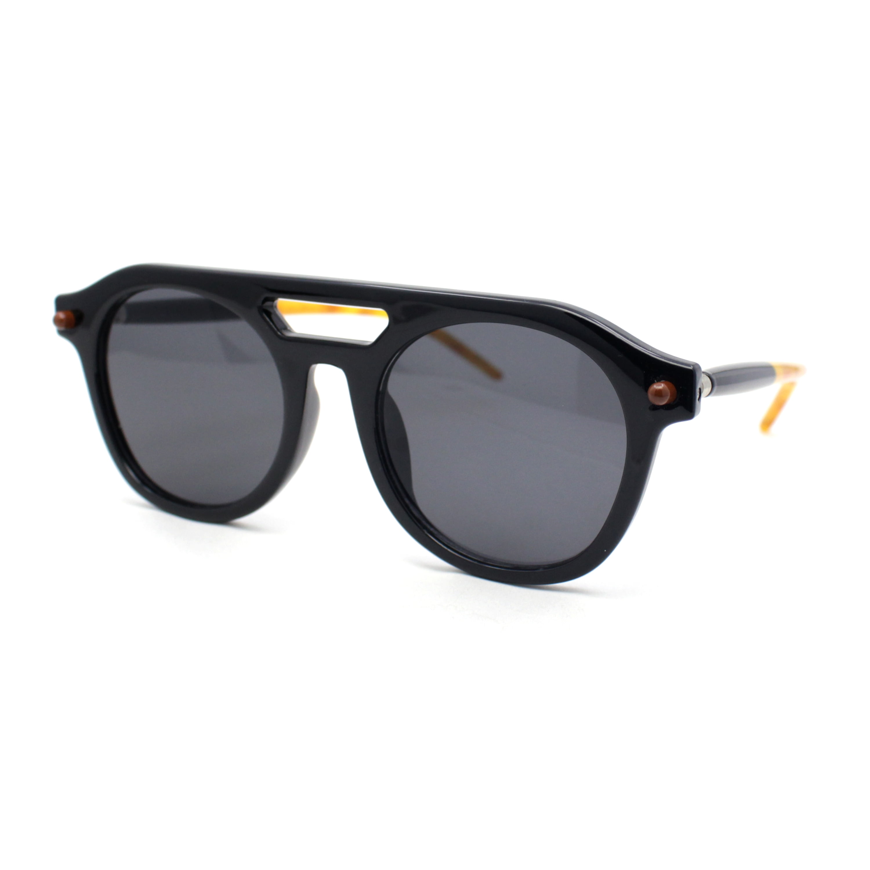 Hipster Thick Plastic Flat Top Racer Round Horn Retro Fashion ...