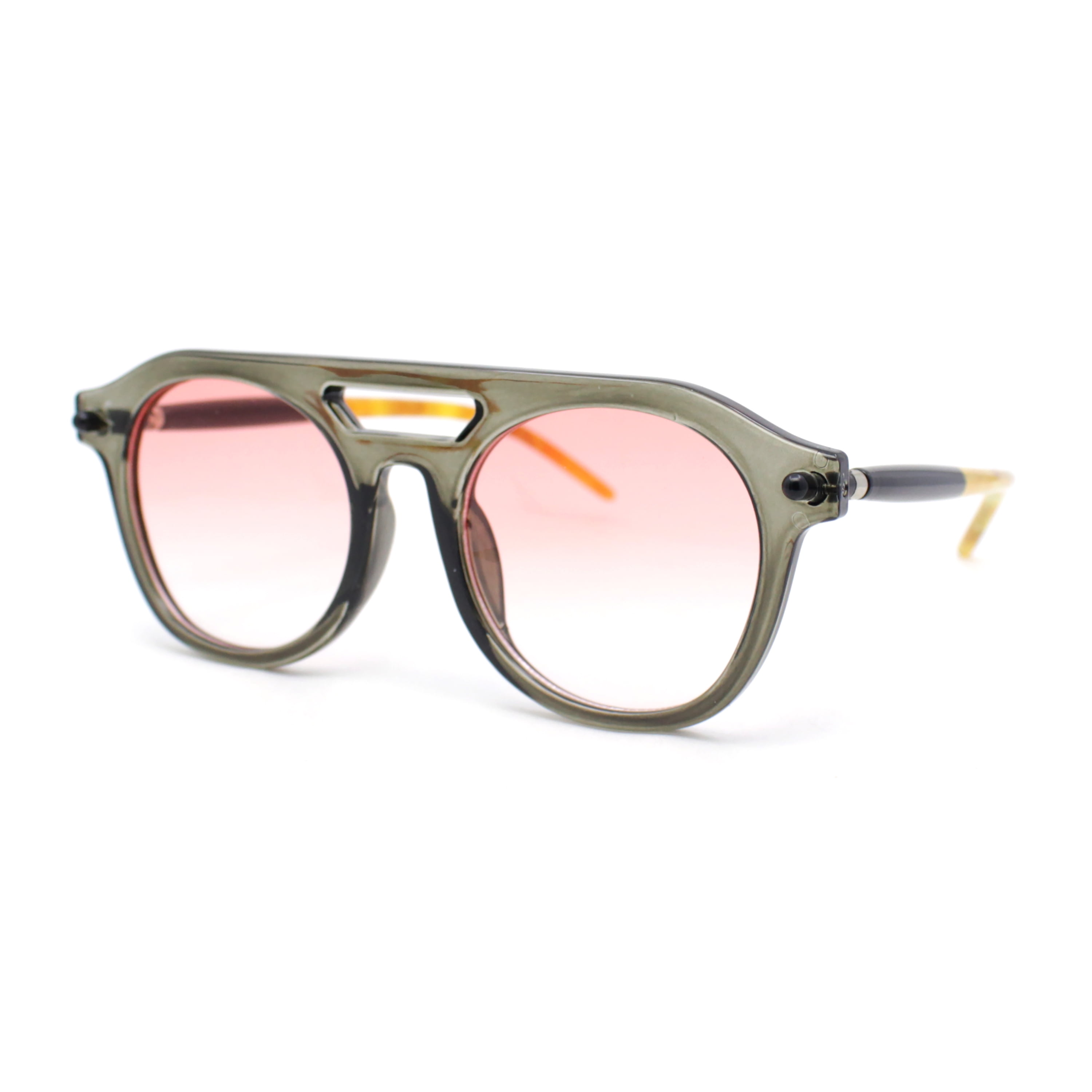 Hipster Thick Plastic Flat Top Racer Round Horn Retro Fashion ...