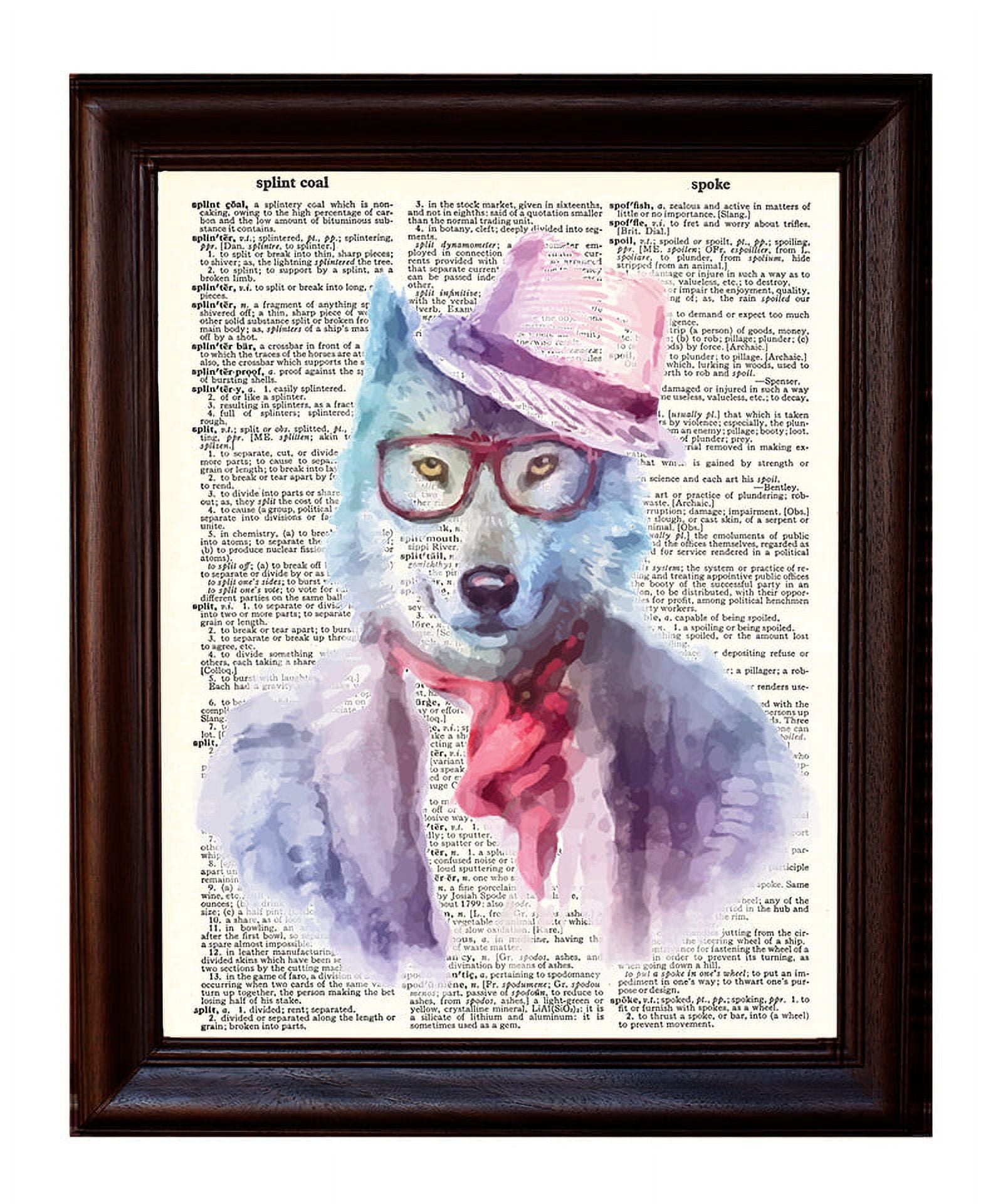 Hipster Wolf - Dictionary Art Print Printed On Authentic Vintage ...