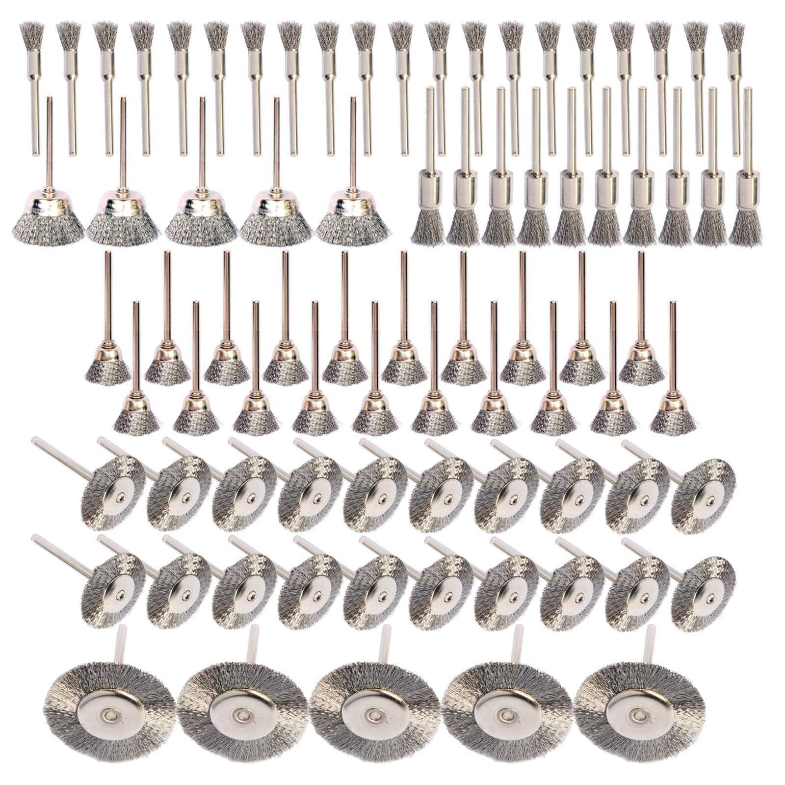 Hiqalty 80 Pcs Rotary Tool Wire Brushes Set,Stainless Steel Wire Wheels ...