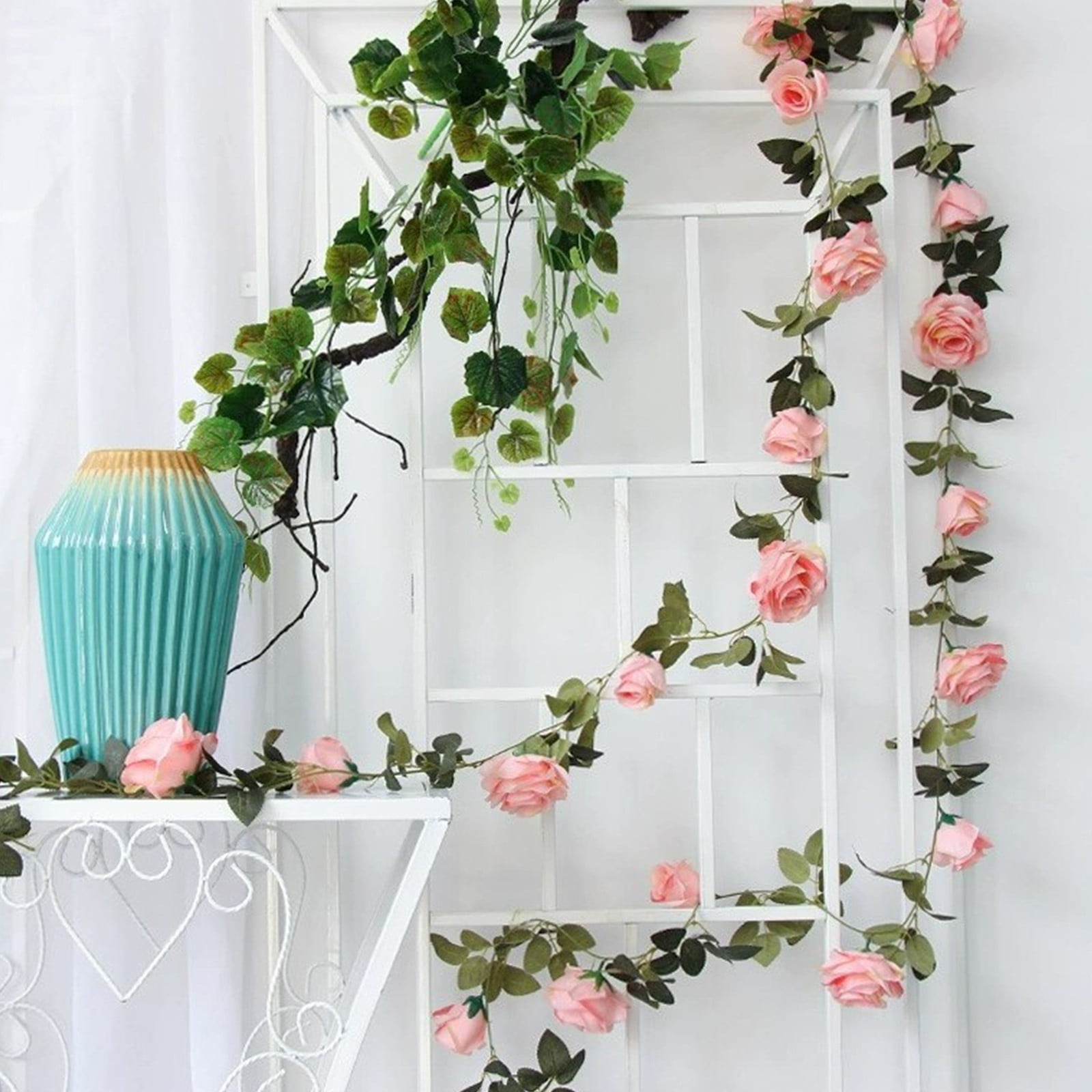 Hiqote Valentine's Day Artificial Flower Vines Outdoor Fake Leaf Vines ...