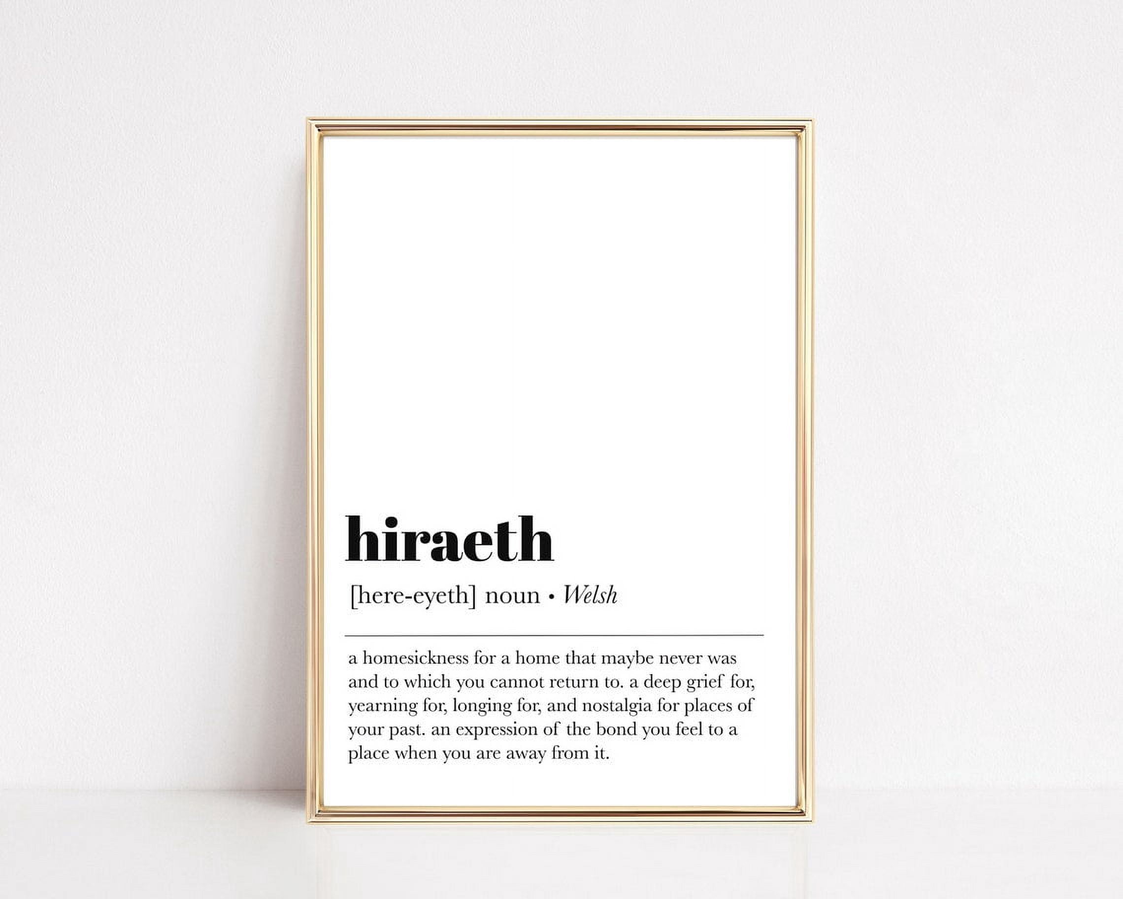 Hiraeth Definition Print Welsh Print Home Definition Living Room Wall ...