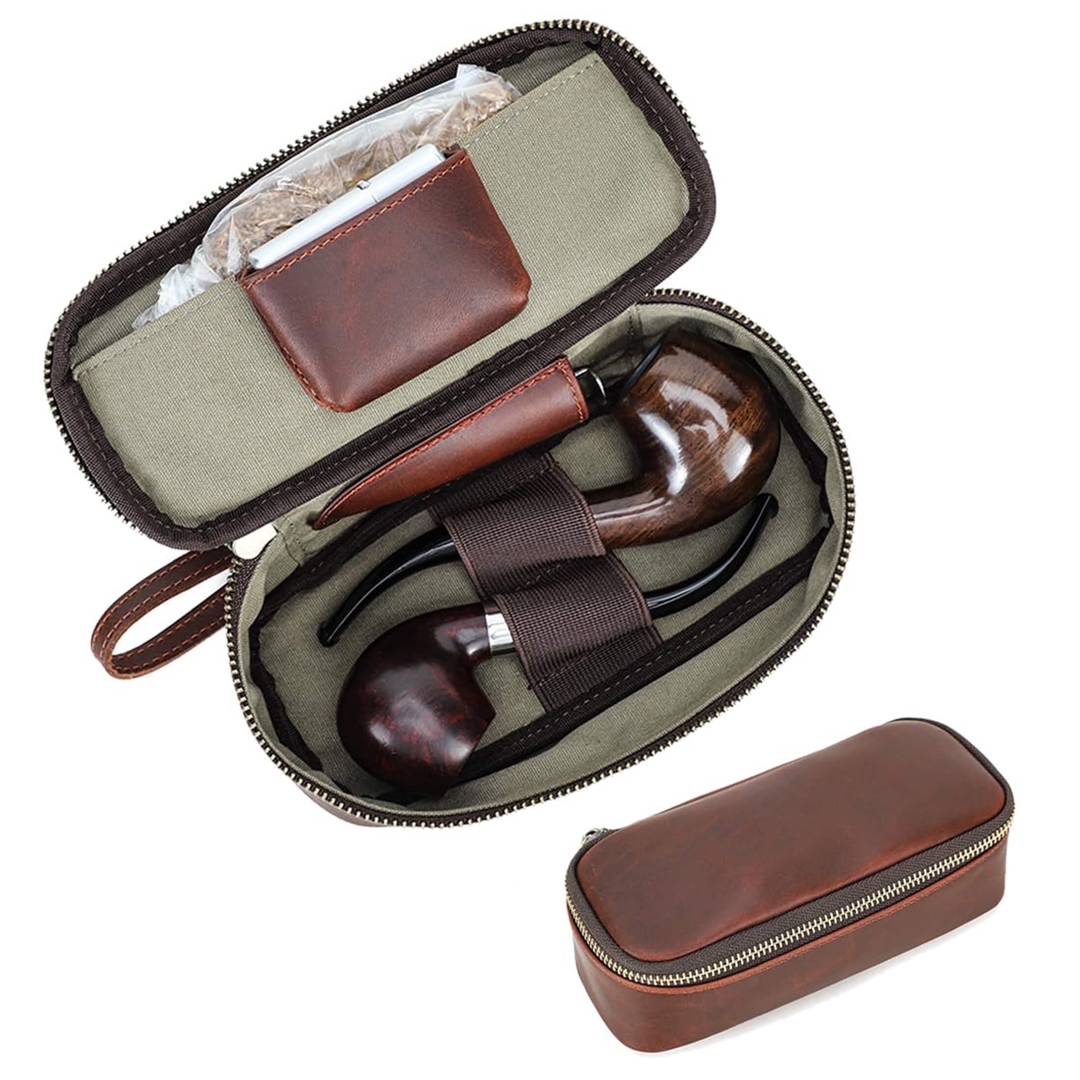 Hiram Small Zippered Pouch Bag with Wrist Strap, Leather Travel Storage ...