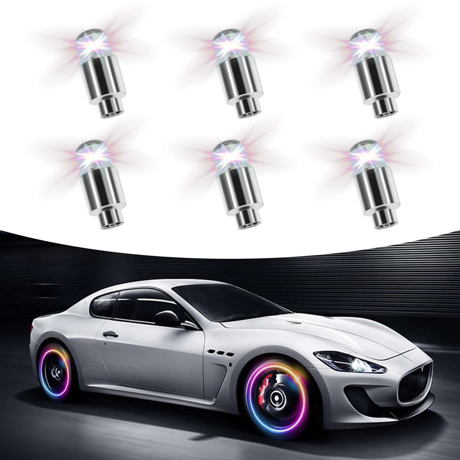 Hirificing 6PCS Car Tire IFF17 Light Wheel Lights Car, LED Wheel Hub ...