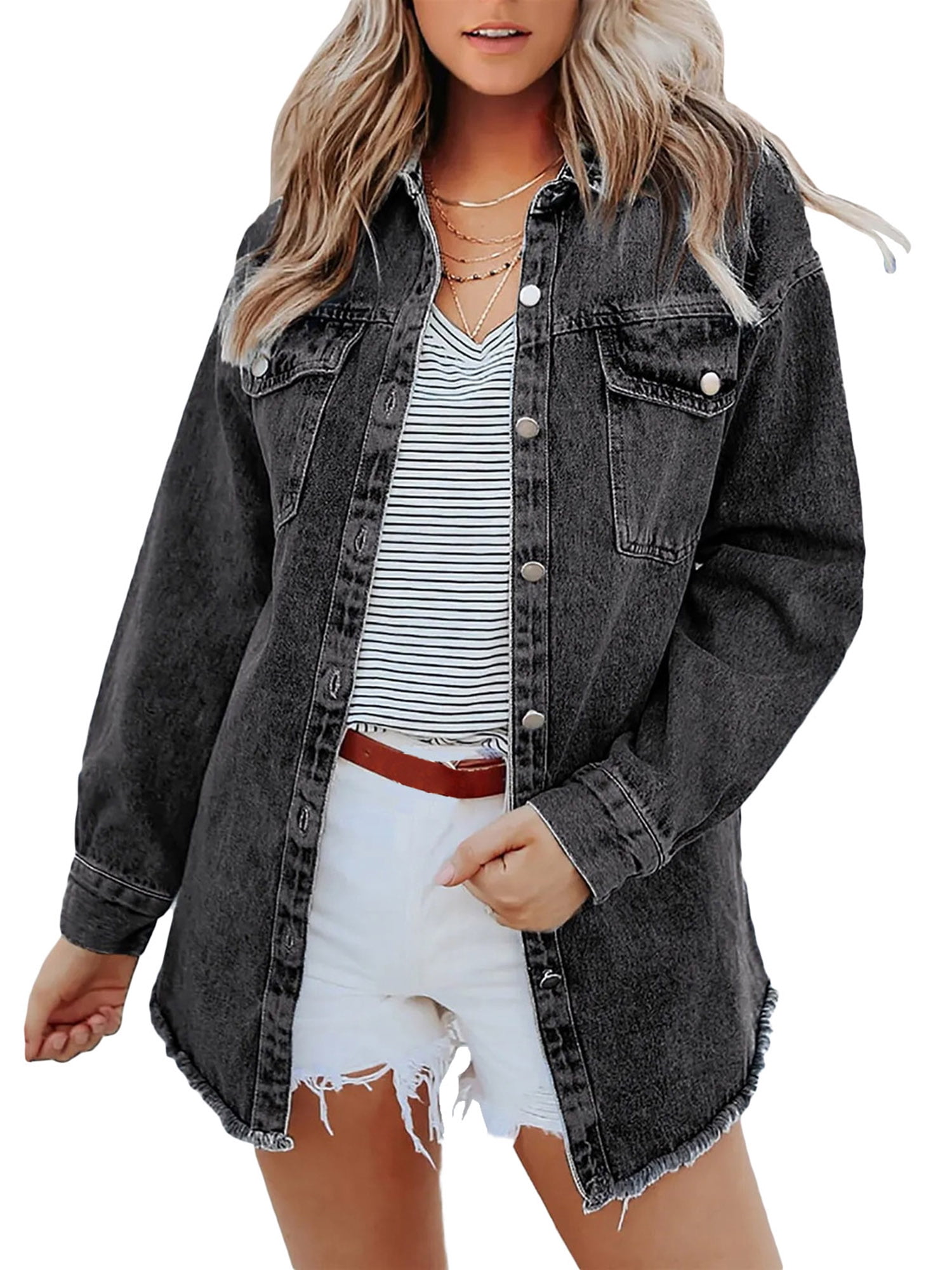 Hirigin 2025 Jean Jackets for Women Fashion Denim Jacket Western ...