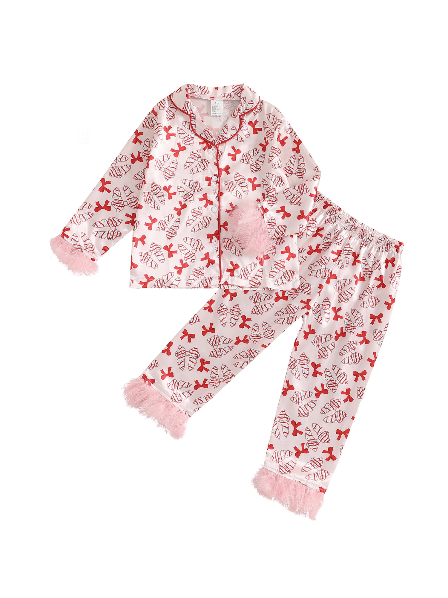 Hirigin Baby Girl Christmas Pajamas Long Sleeve Bow/Mug Print Shirt ...