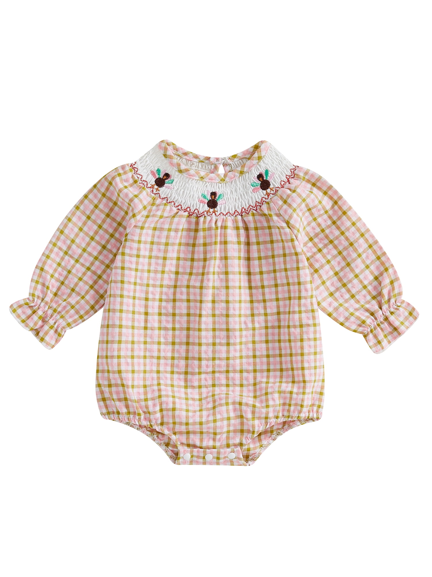 Hirigin Baby Girls Thanksgiving Romper Turkey Embroidered Plaid ...