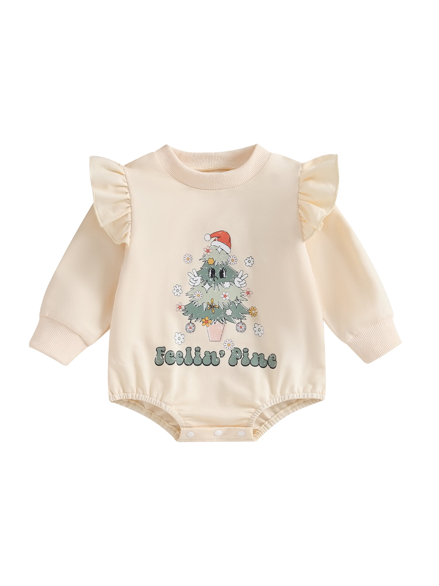 Hirigin Baby Long Sleeve Christmas Tree Santa Hat Letter Print Ruffle ...