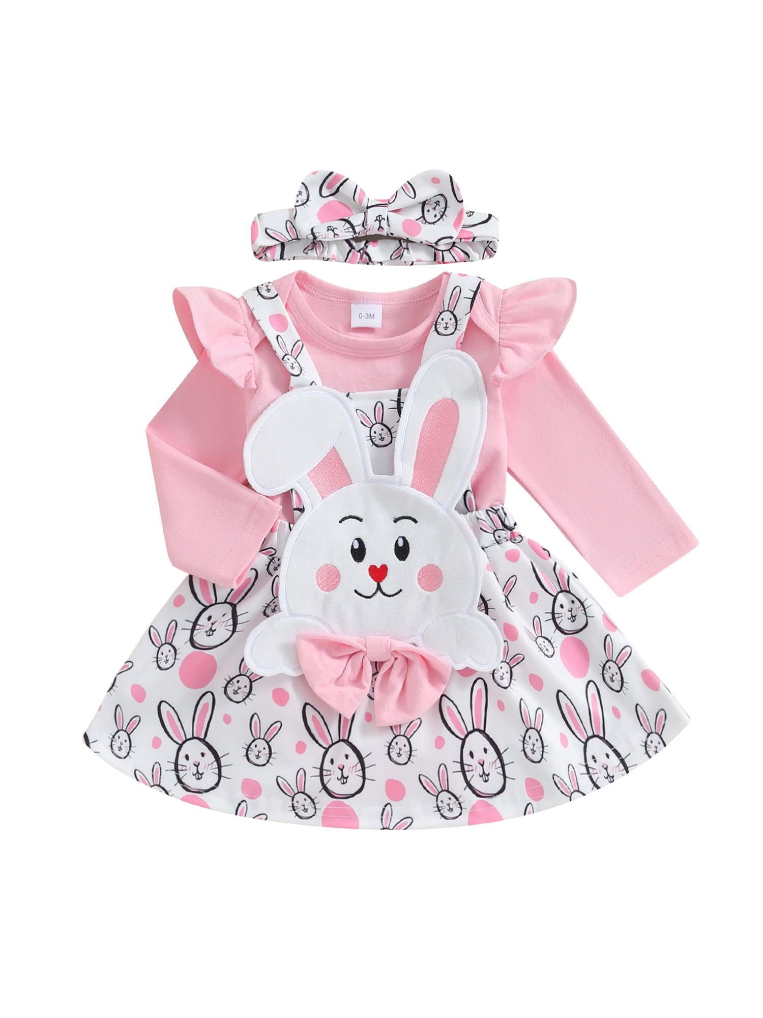 Hirigin Baby Ruffle Romper Bunny/Easter Egg Print Suspender Skirt ...