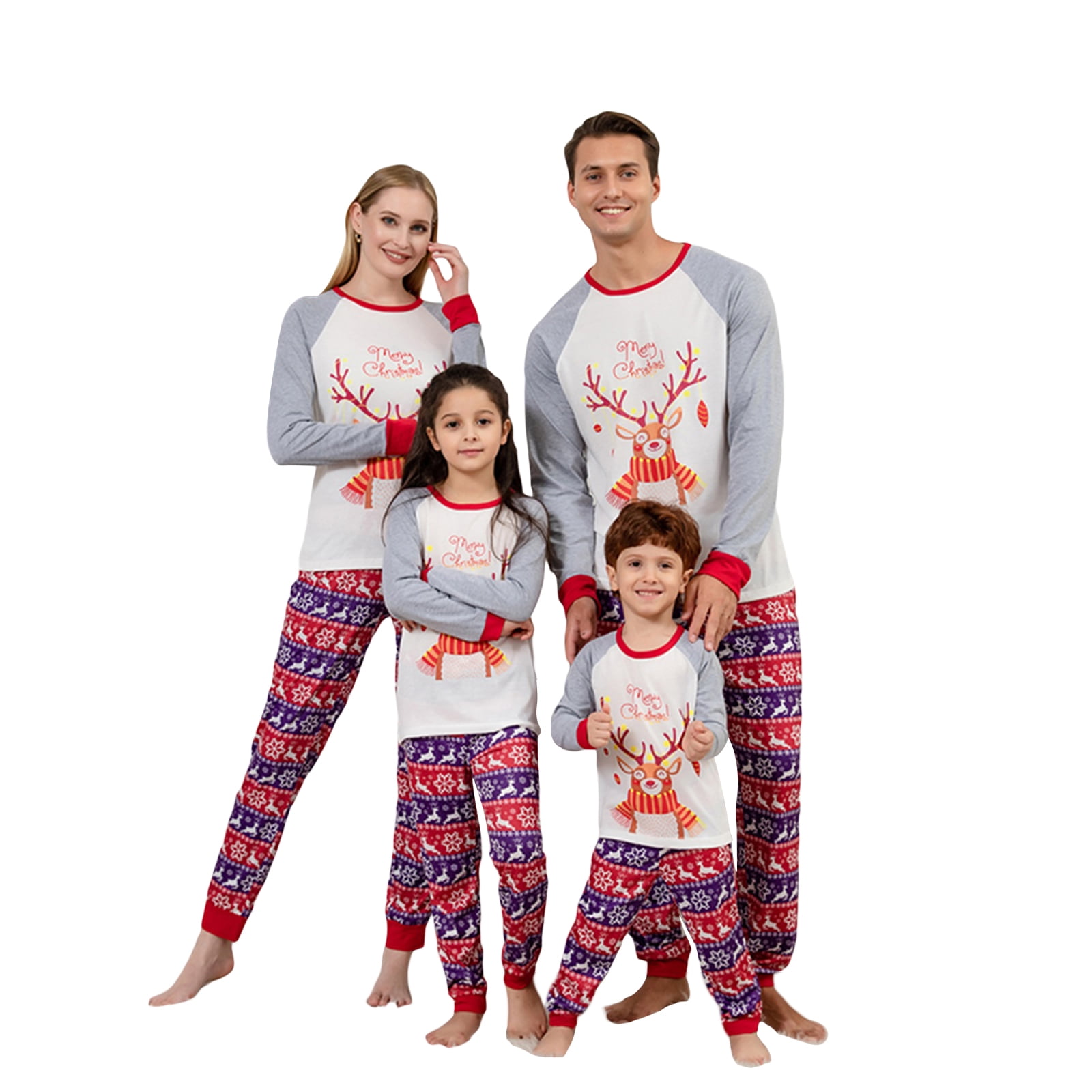 Hirigin Christmas Family Matching Pajamas Elk Print Cute Family Holiday ...