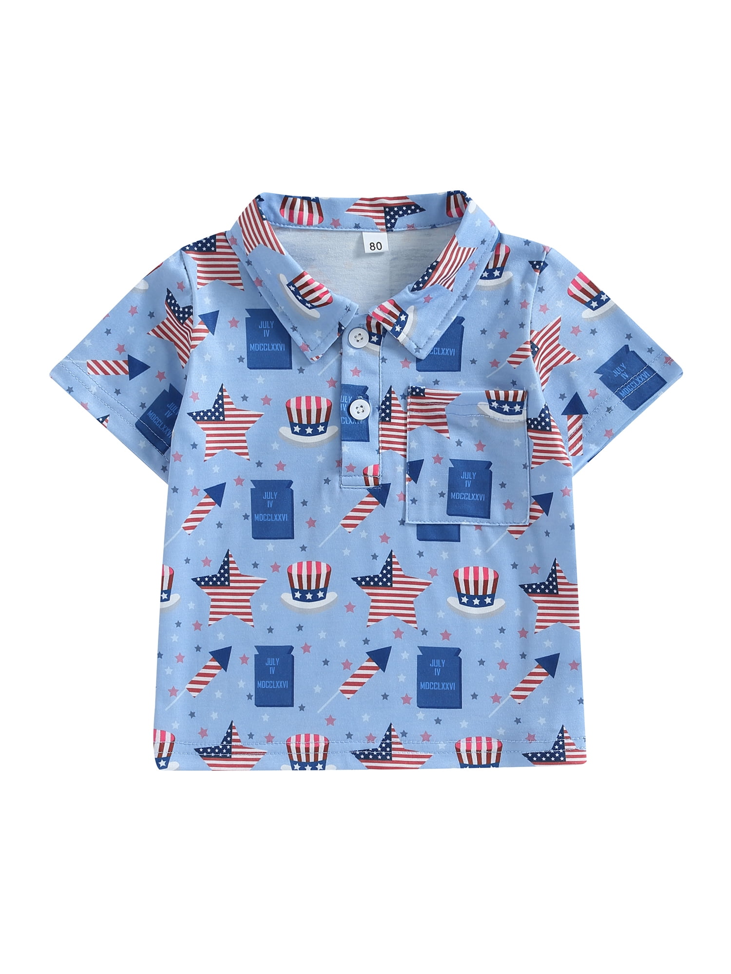 Hirigin Independence Day Kids Boy Button Down T-Shirts Casual 4th Of ...
