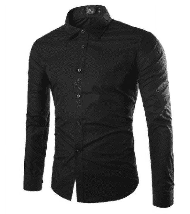 Hirigin Men's Dress Shirts Solid Long Sleeve Button Up Slim Fit ...