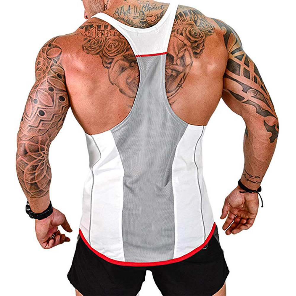 Hirigin Men's Fitness Gym Muscle Cut Stringer Bodybuilding Workout ...