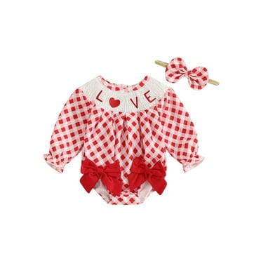 Gwiyeopda Toddler Infant Baby Girls Plaid Bodysuit Jumpsuit Sunsuit Headband 2pcs Clothes Set ...